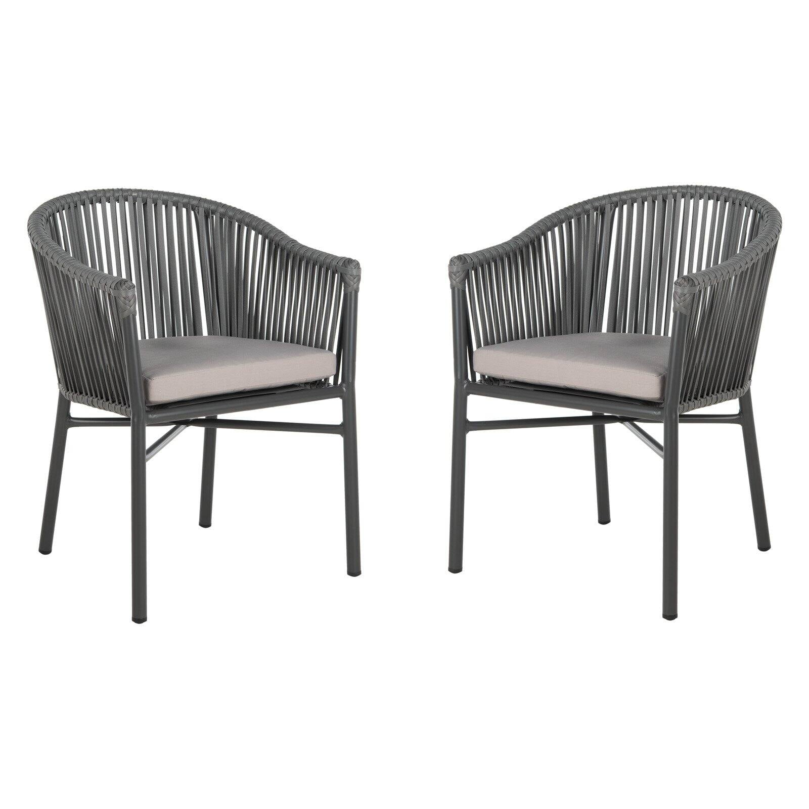 SAFAVIEH Kofi Stackable Outdoor Patio Rope Chair, Grey, Set of 2 ...