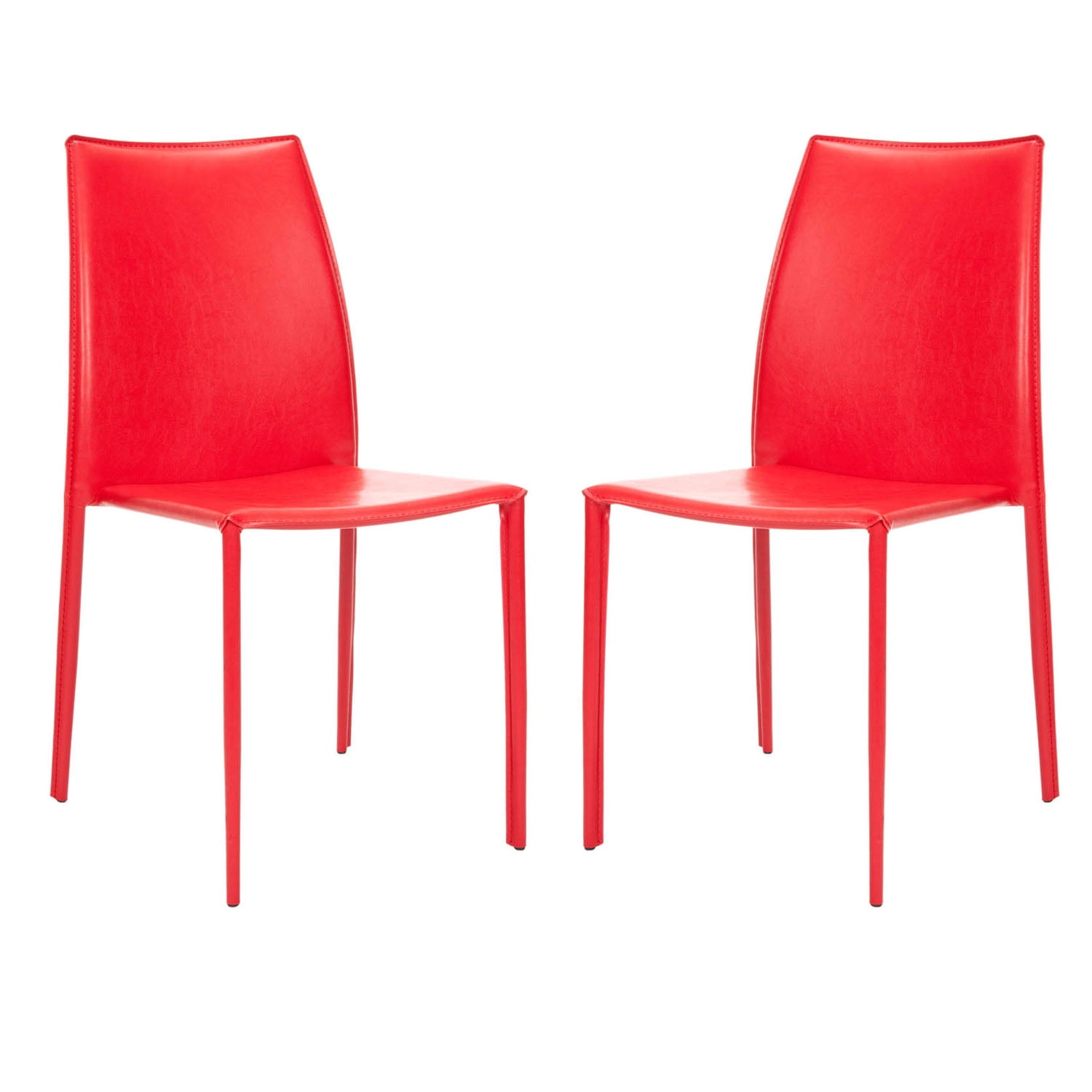 SAFAVIEH Korbin 19''H Modern Upholstered Stacking Side Chair, Red, Set ...