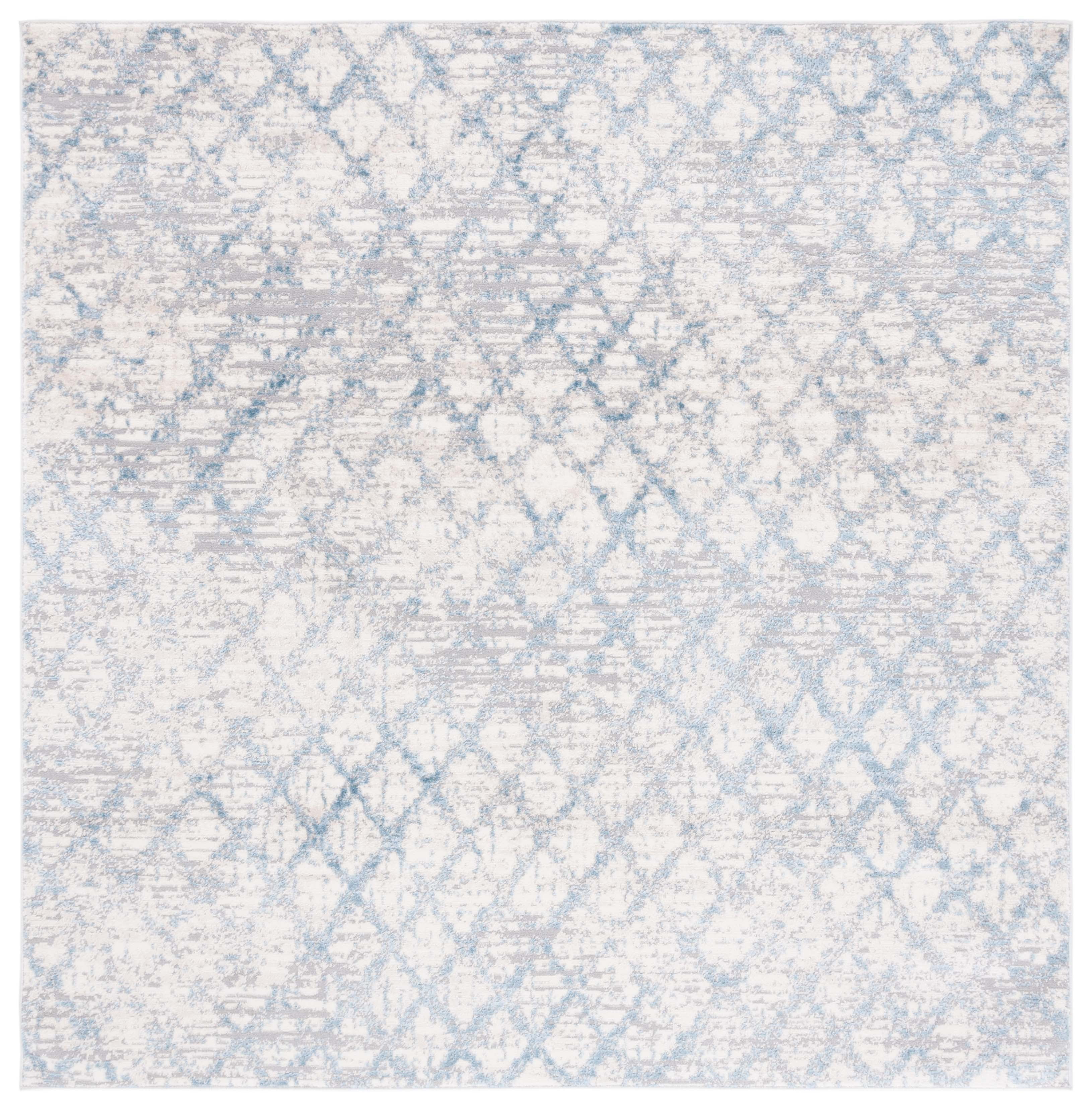 SAFAVIEH Lagoon Layton Diamond Area Rug, Blue/Ivory, 6'7" x 6'7" Square ...