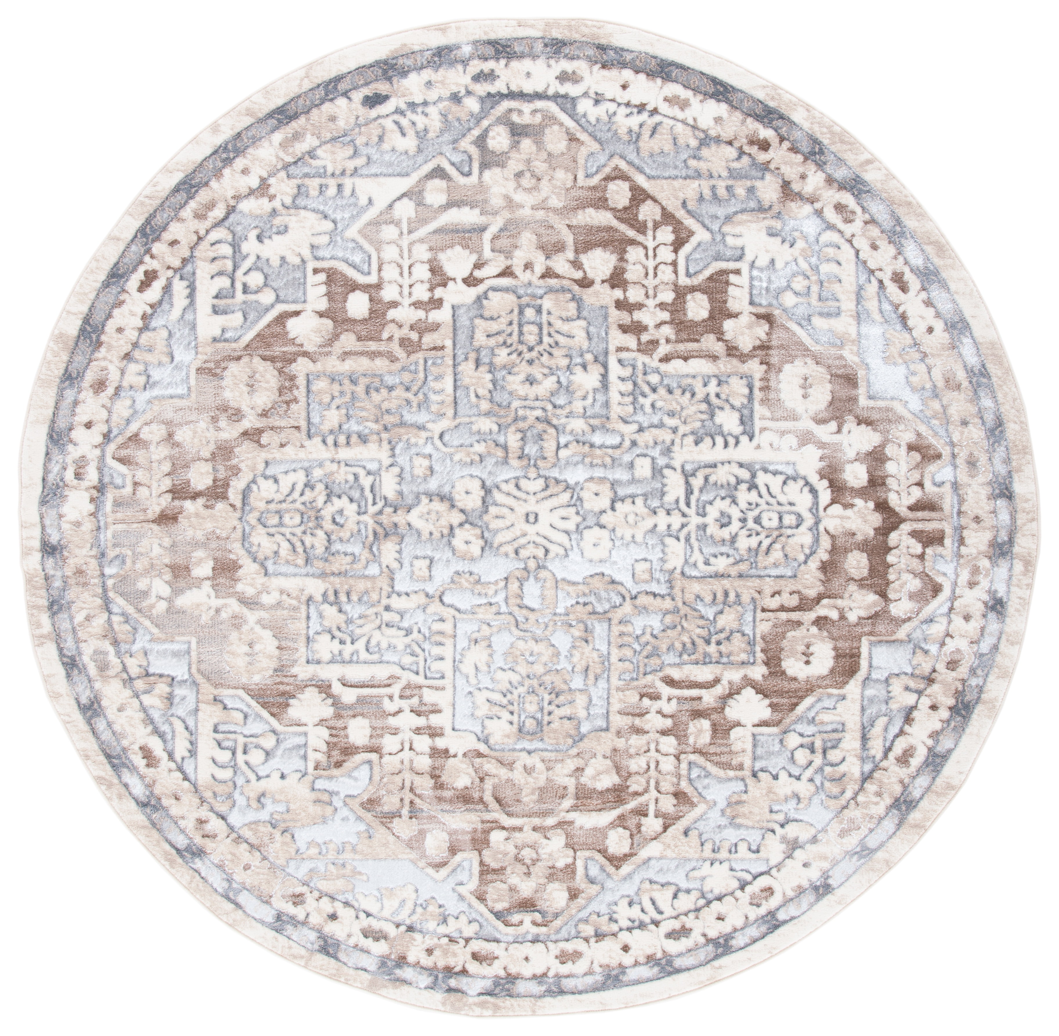 SAFAVIEH Lagoon Macedonia Medallion Area Rug, Beige/Gray, 6'7" x 6'7 ...