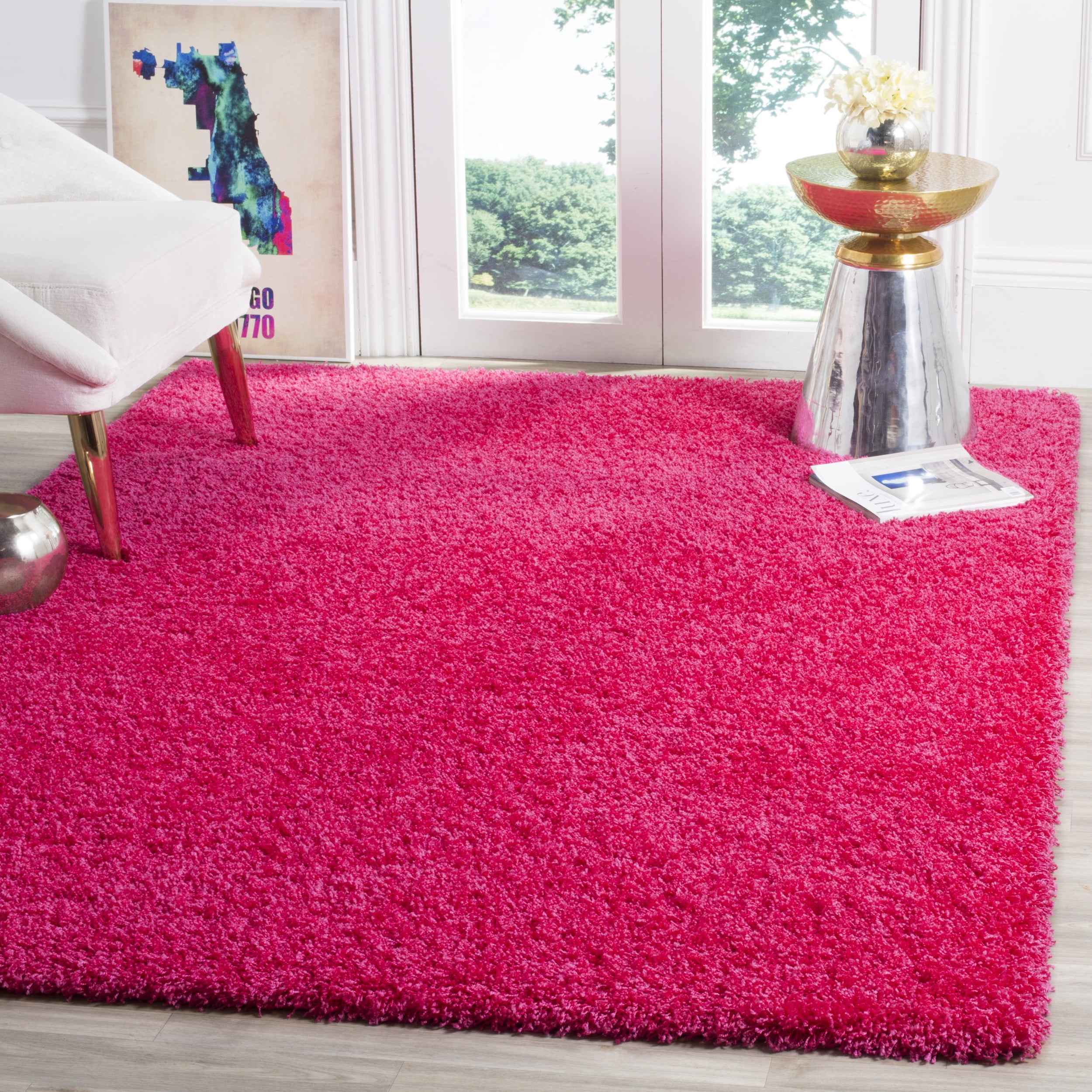 SAFAVIEH Laguna Neven Plush Solid Shag Area Rug, Fuchsia, 5'3" x 7'6 ...