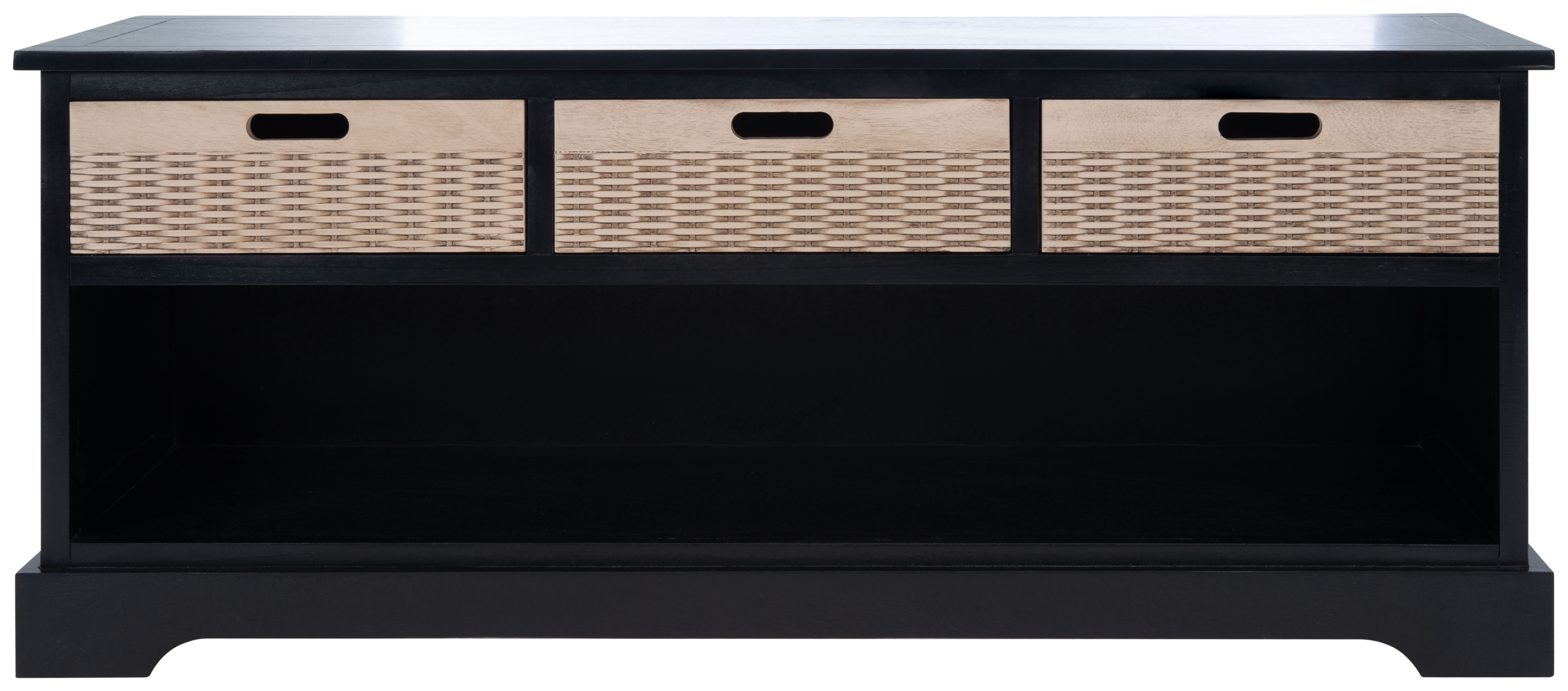 SAFAVIEH Landers Solid Classic 3 Drawer Storage Bench, Black - Walmart.com