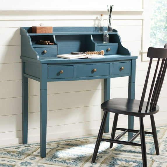 SAFAVIEH Landon Teal Writing Desk, 5-Drawer, Chic Pine Wood - Walmart.com
