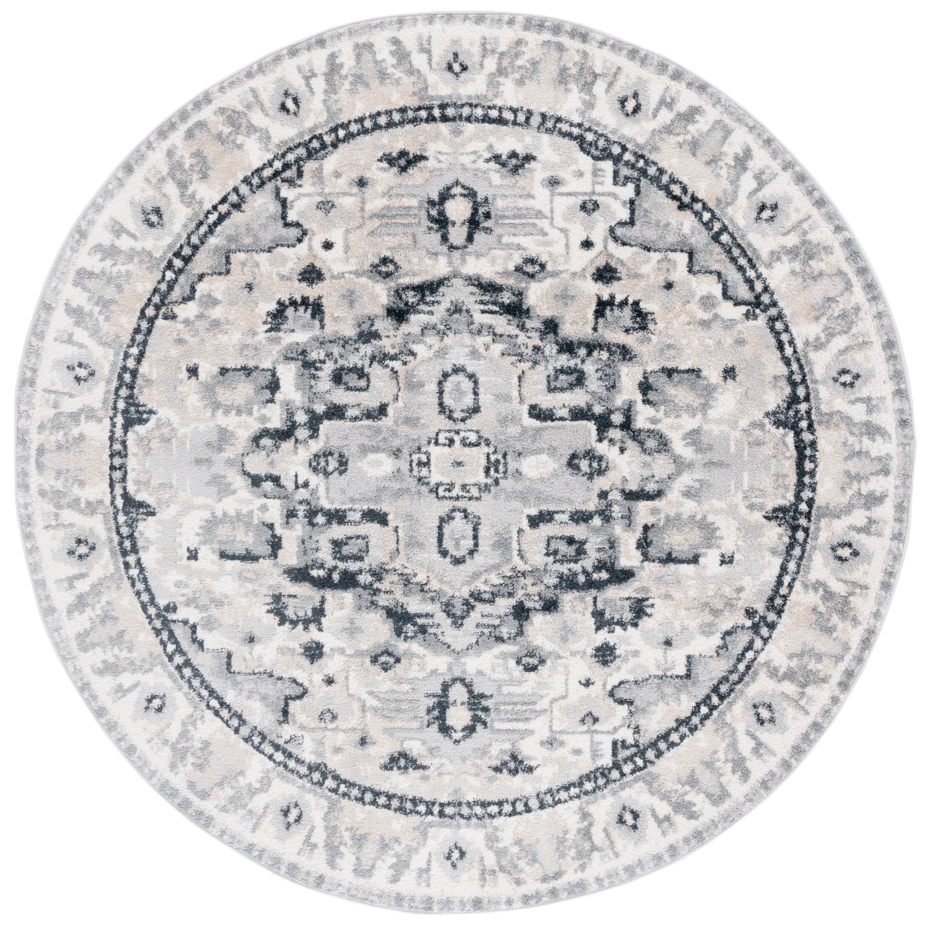 SAFAVIEH Layla Jerri Oriental Area Rug, Ivory Grey/Charcoal, 6'7" x 6'7 ...