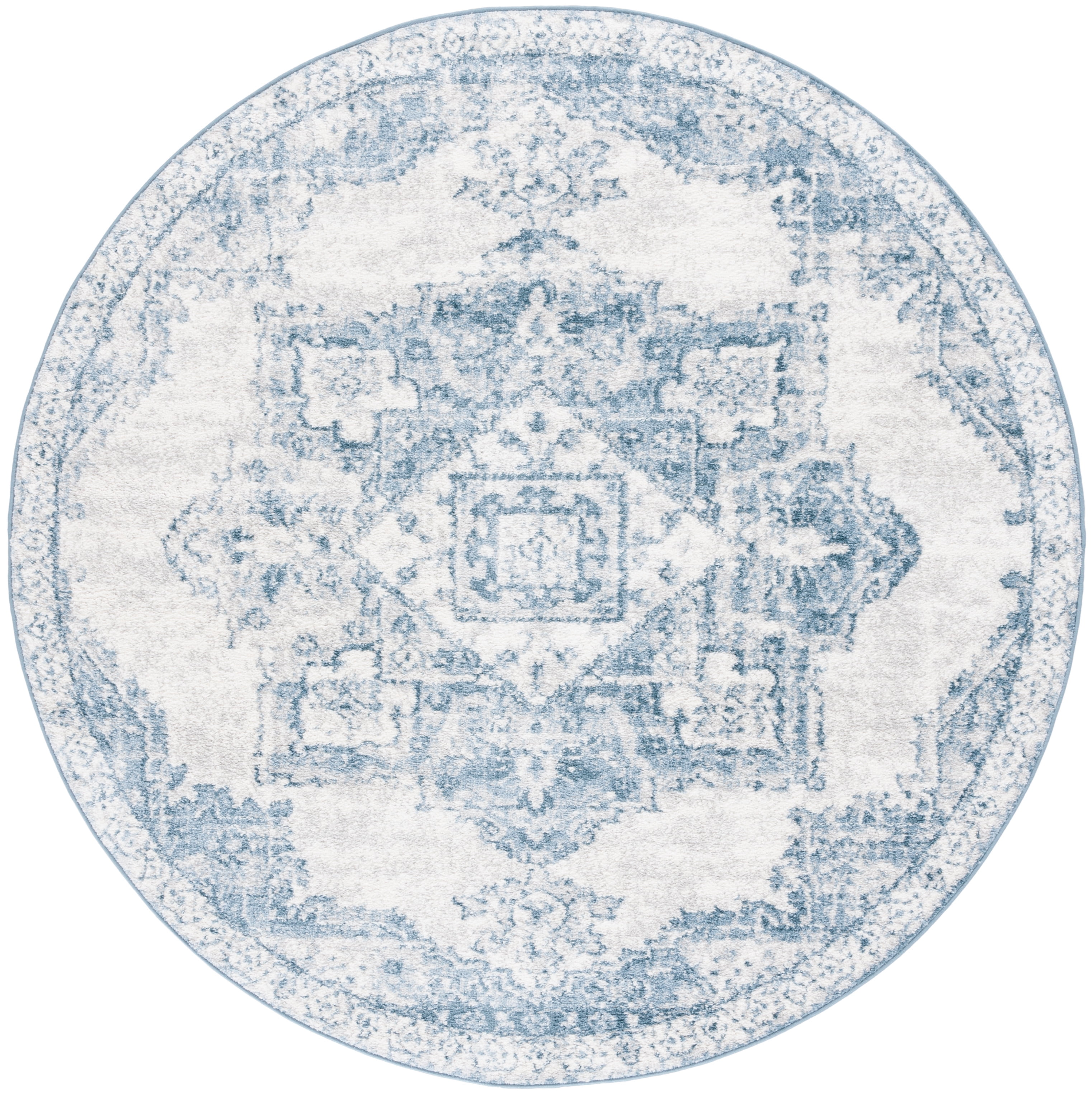 SAFAVIEH Layla Salem Oriental Area Rug, Ivory Grey/Blue, 6'7" x 6'7 ...