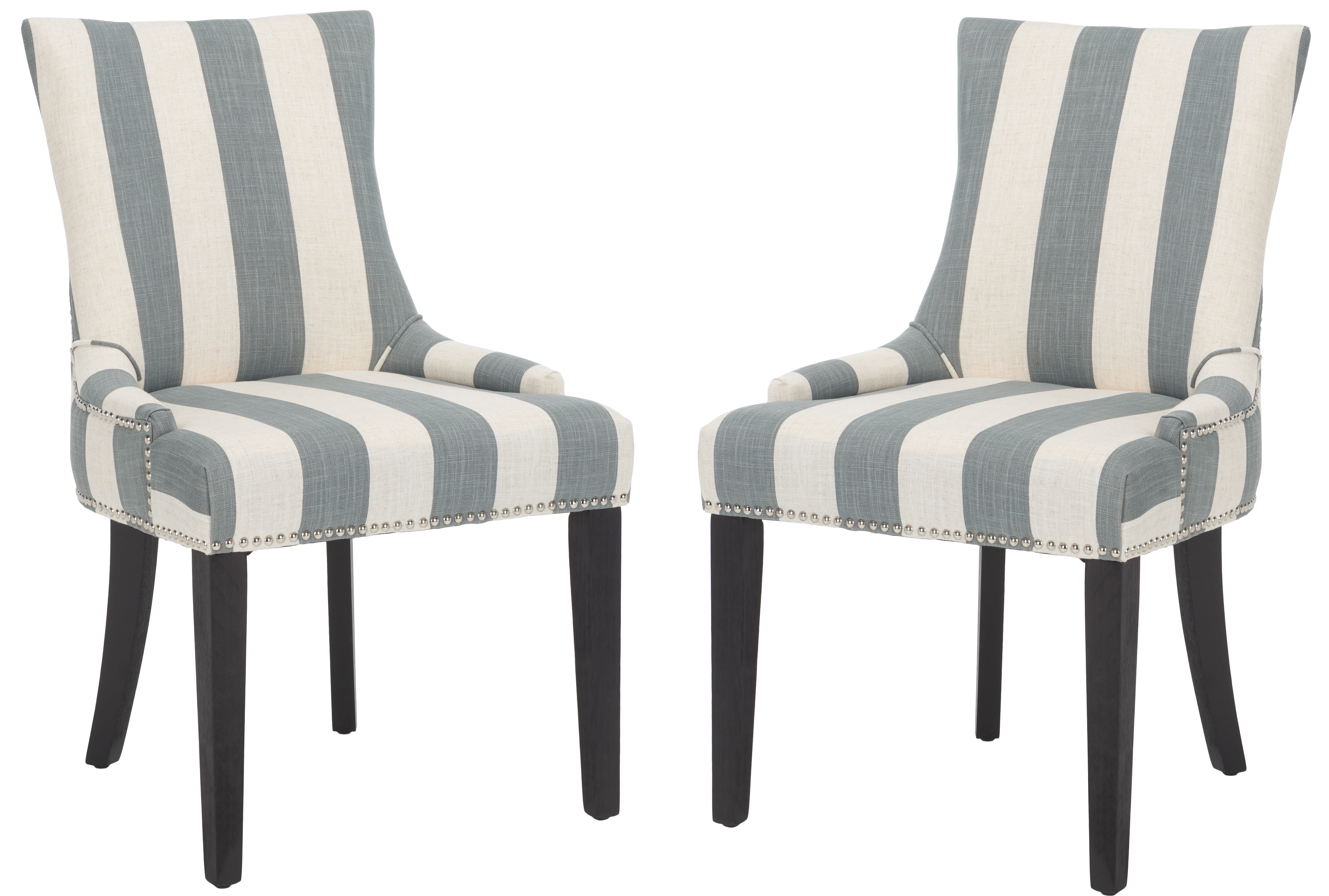 SAFAVIEH Lester Contemporary Polyester Linen Striped Dining Side Chair ...