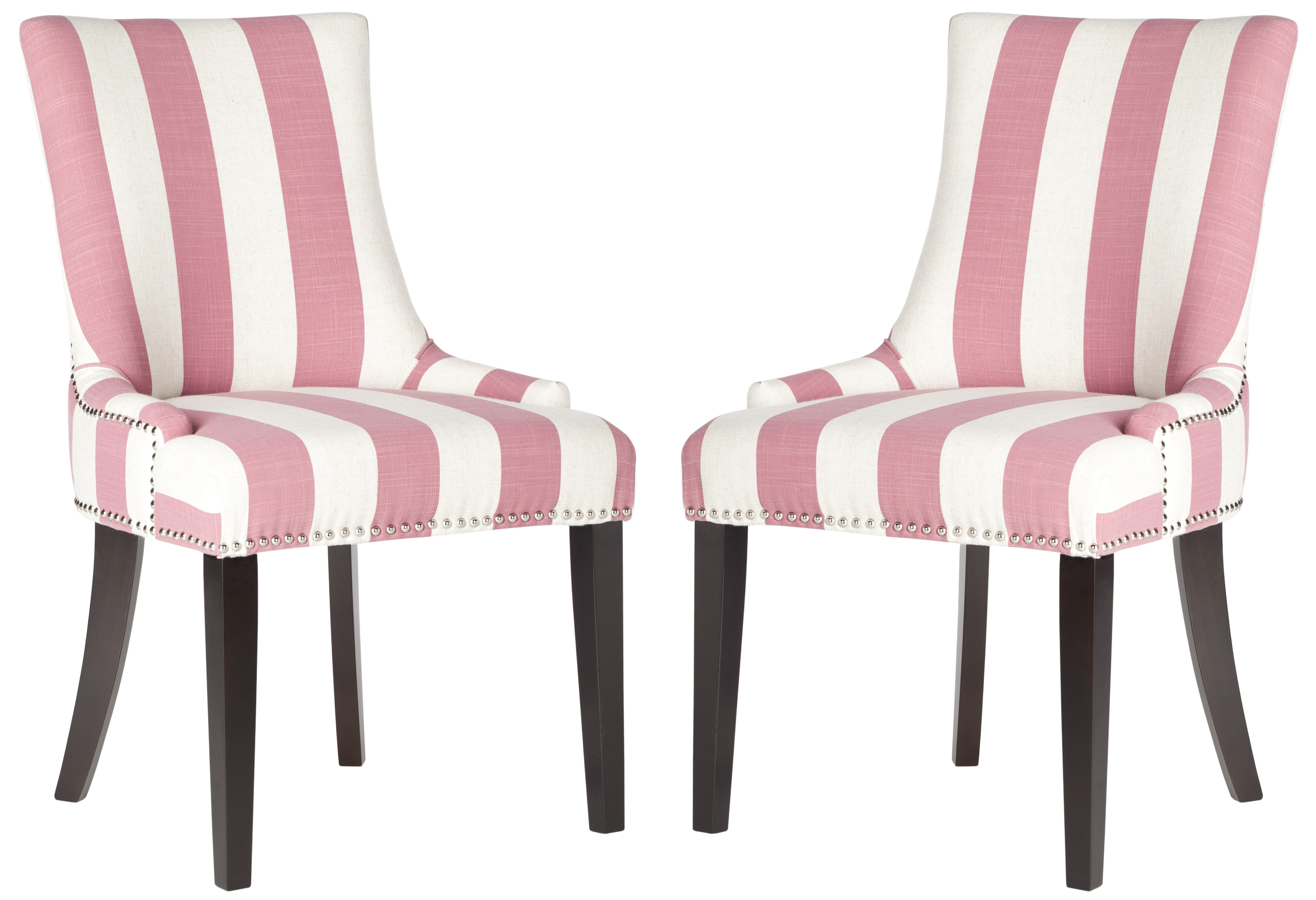 SAFAVIEH Lester Contemporary Polyester Linen Striped Dining Side Chair ...