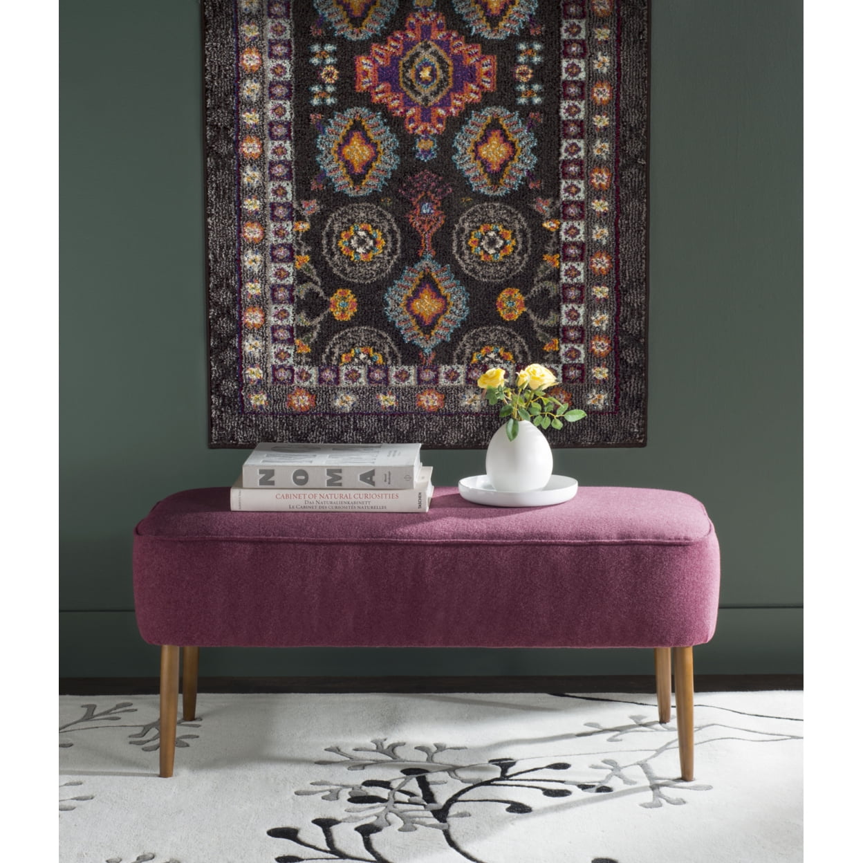 SAFAVIEH Levi Classic Solid Upholstered Bench, Maroon - Walmart.com