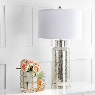 SAFAVIEH Diamonds 27 in. Ceramic Table Lamp with Off-White Cotton Shade ...