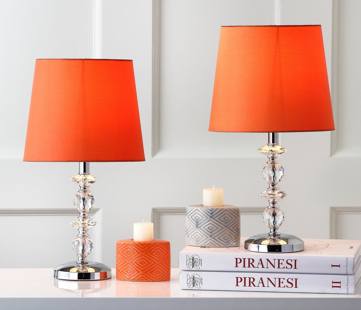 Safavieh Derry 9" Glam Crystal Table Lamp, Clear/Orange, Set of 2 ...