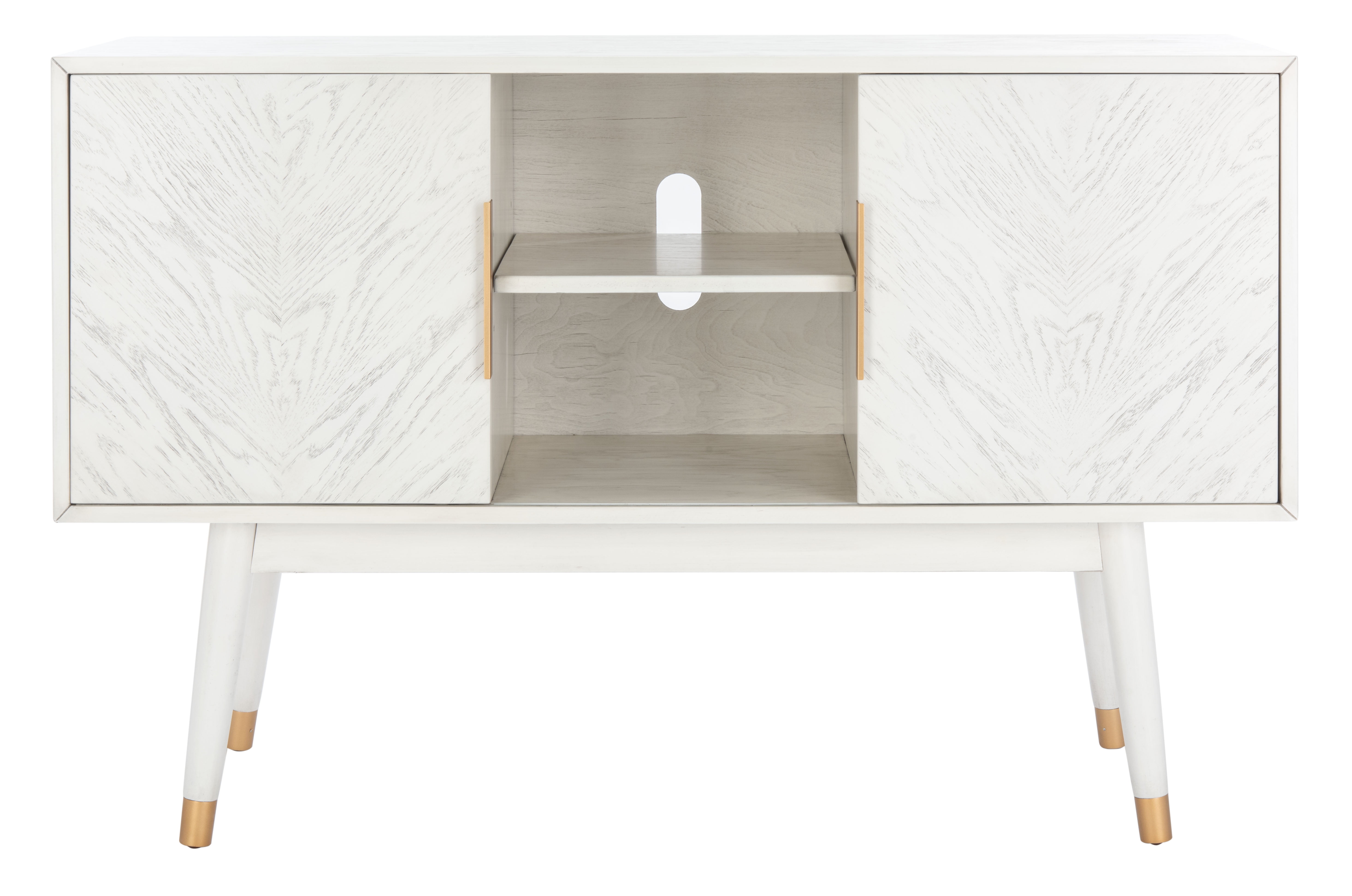 SAFAVIEH Ligia Contemporary White Washed Media Console (51.1 in. W x 15 ...