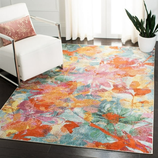 SAFAVIEH Lillian Duncan Abstract Floral Area Rug, Blue/Orange, 4' x 6 ...