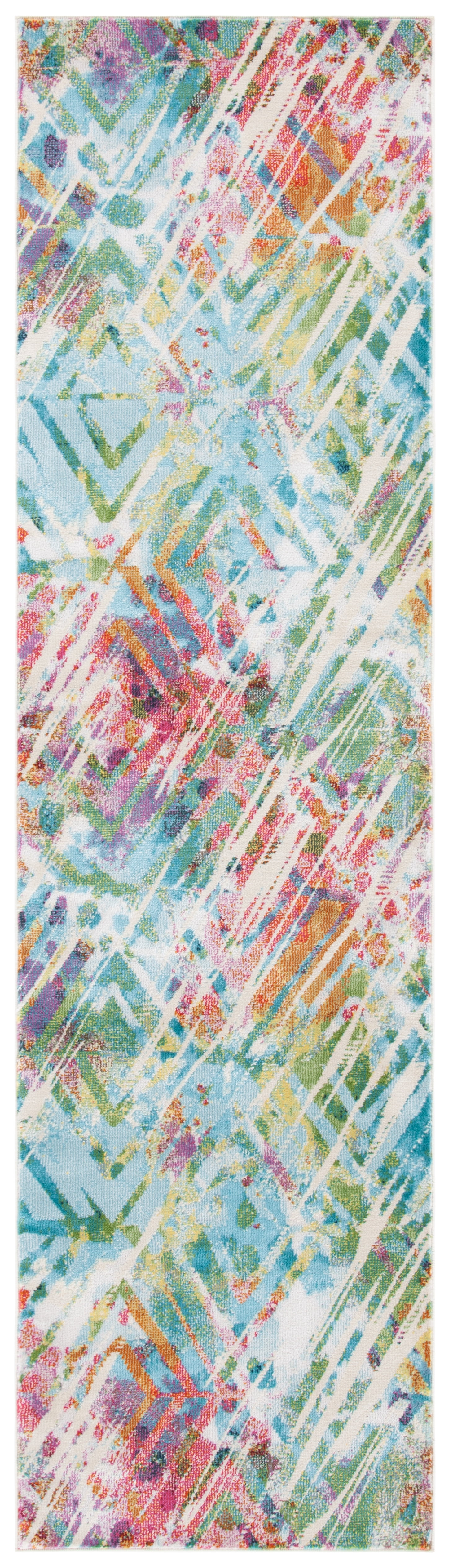 SAFAVIEH Lillian Irving Abstract Runner Rug, Ivory/Light Blue, 2'2" x 8 ...