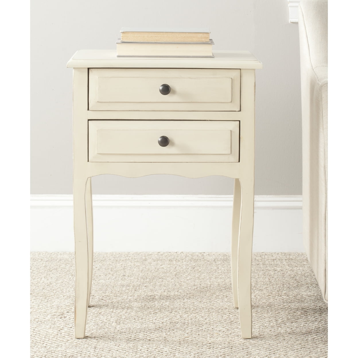 SAFAVIEH Lori End Table With Storage Drawers Barley - Walmart.com