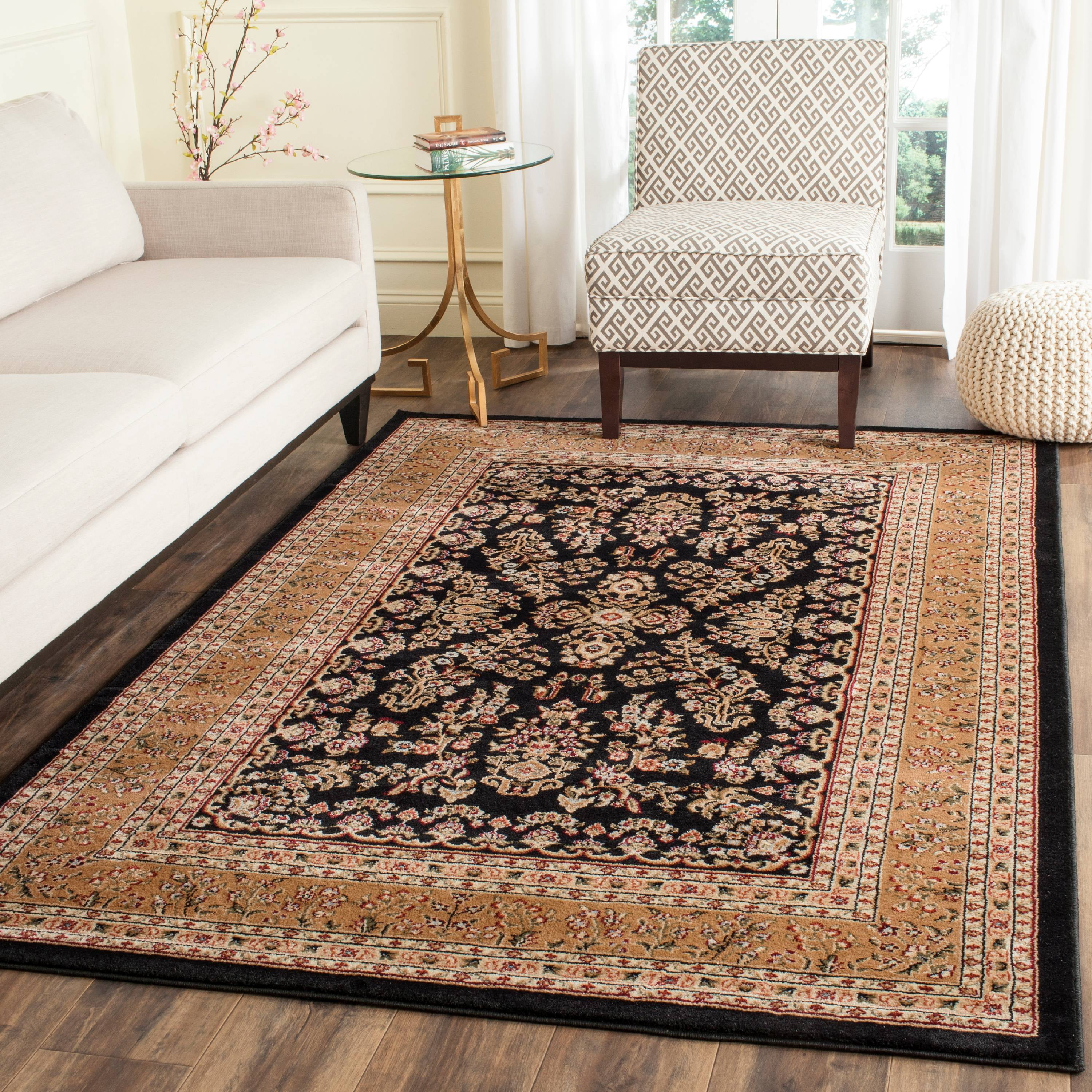 SAFAVIEH Lyndhurst Isadora Traditional Bordered Area Rug, Black/Tan, 5 ...