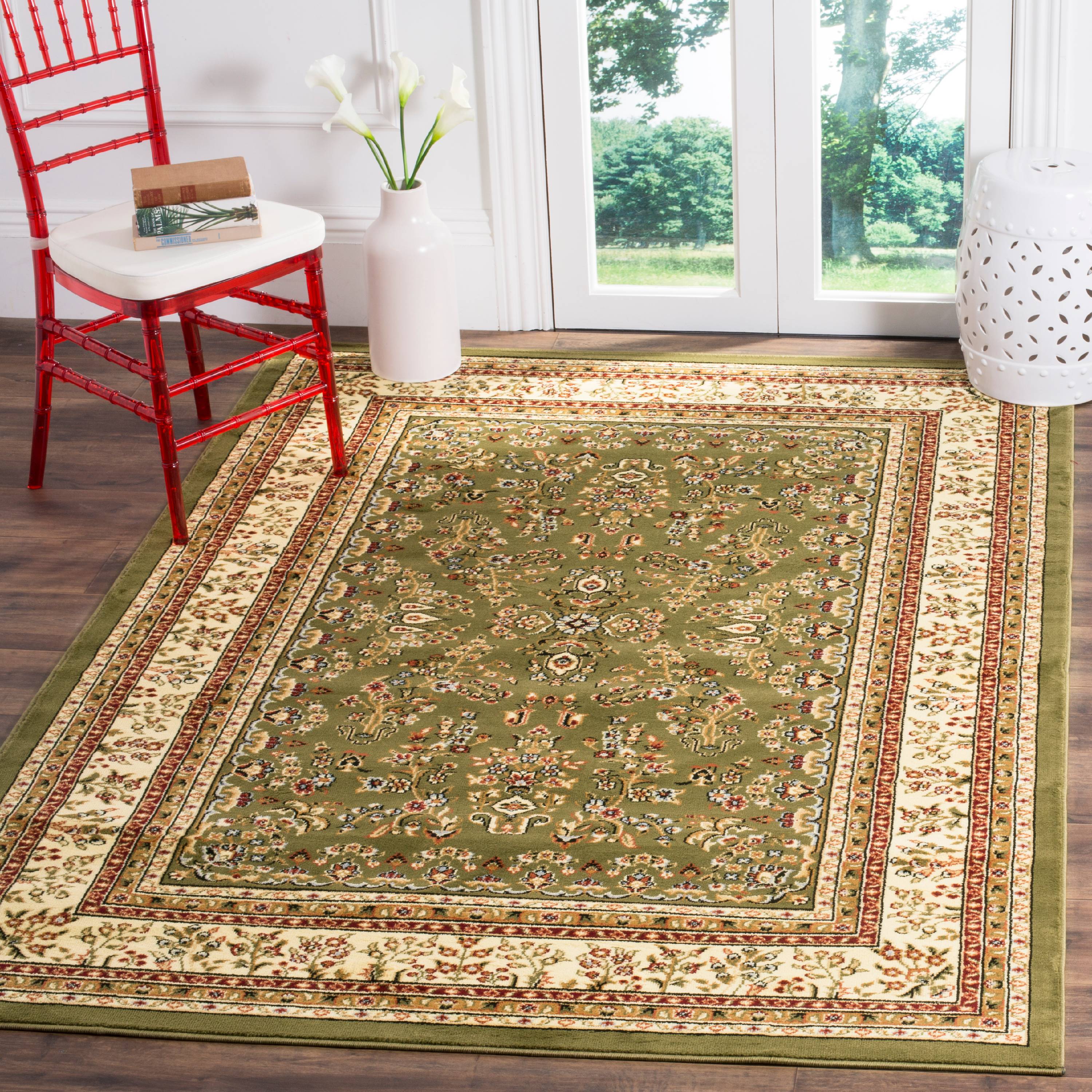 SAFAVIEH Lyndhurst Regina Traditional Bordered Area Rug, Sage/Ivory, 6 ...