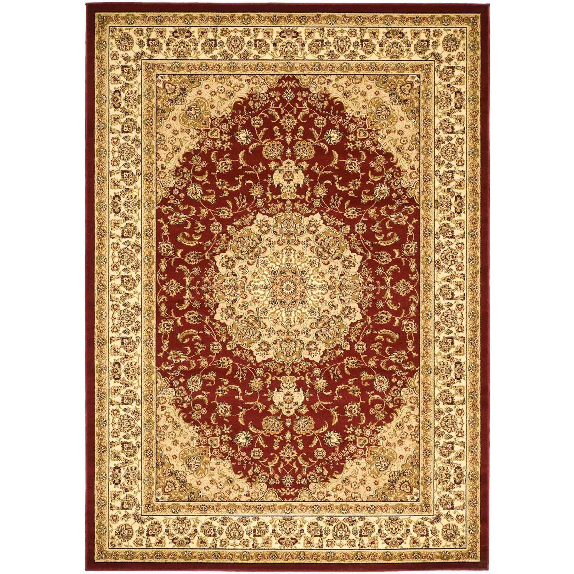 SAFAVIEH Lyndhurst Katrina Floral Border Area Rug, Red/Ivory, 8' x 11 ...