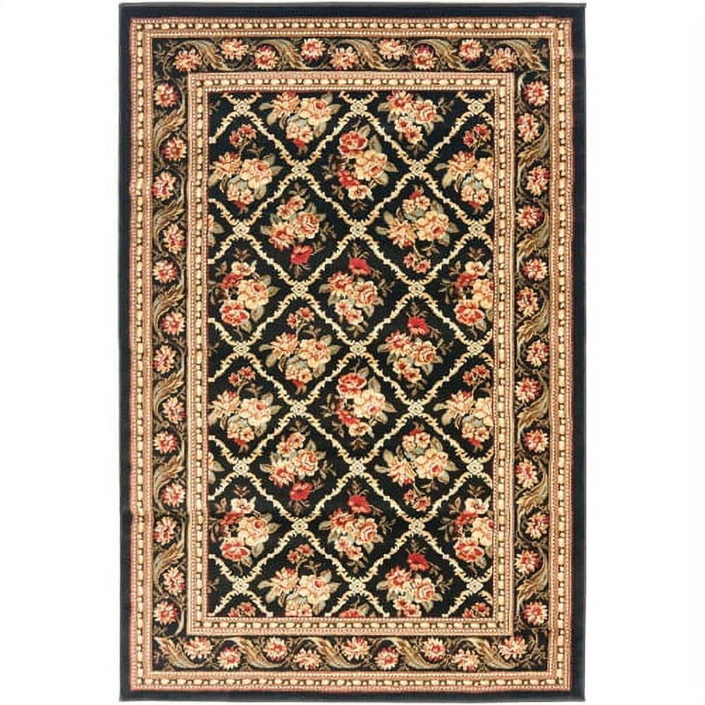 SAFAVIEH Lyndhurst Mason Floral Border Area Rug, Black, 5'3" x 5'3 ...
