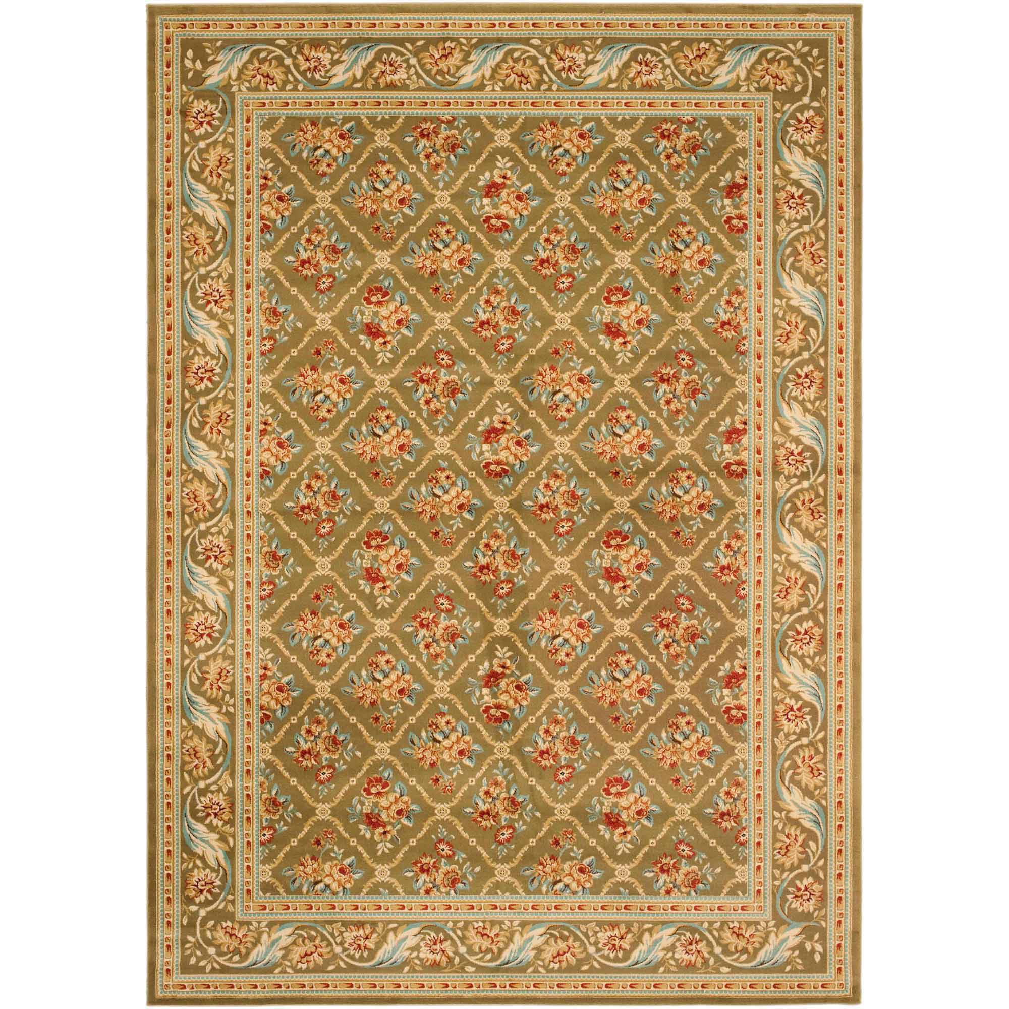 SAFAVIEH Lyndhurst Mason Floral Border Area Rug, Green, 6'7" x 9'6 ...