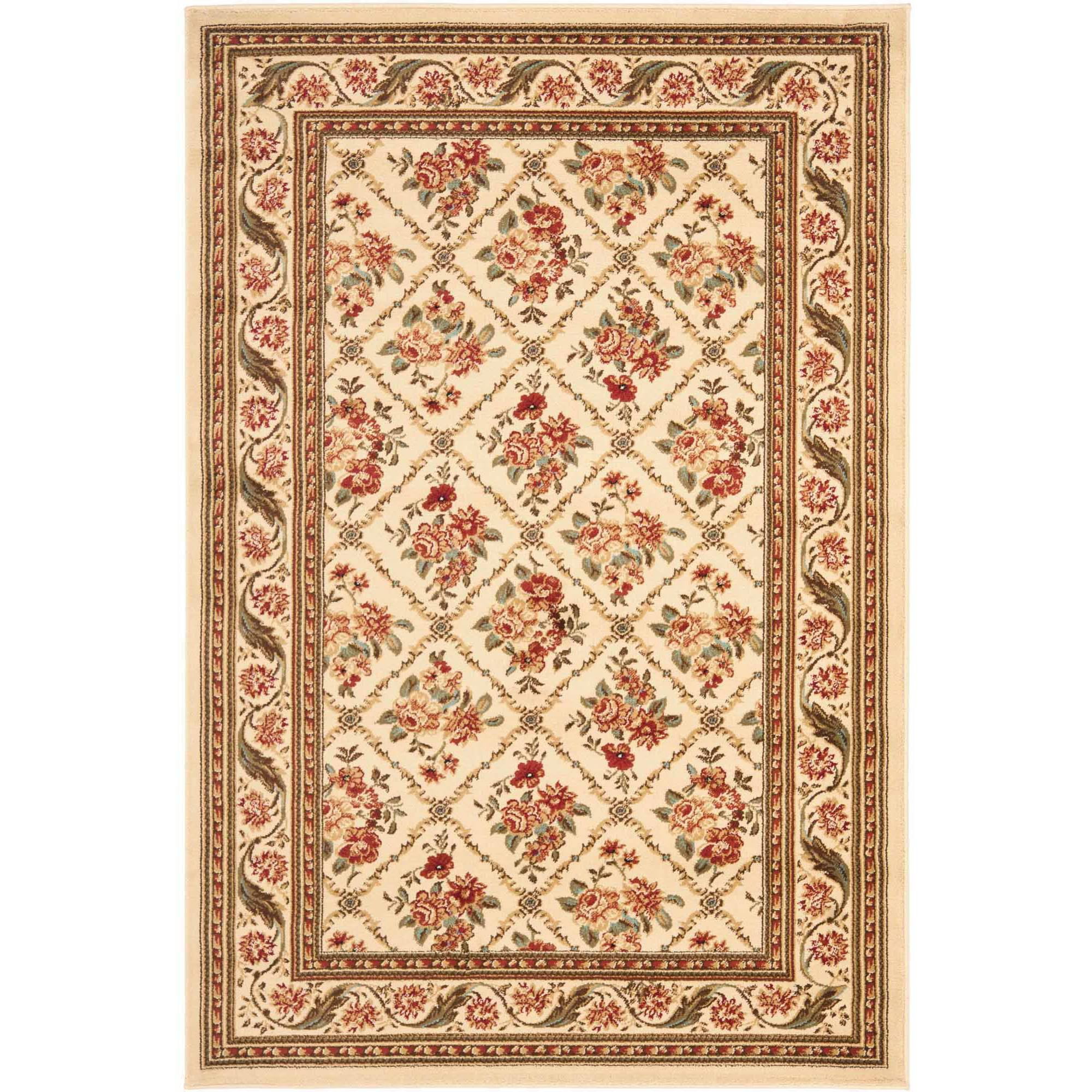 SAFAVIEH Lyndhurst Mason Floral Border Area Rug, Ivory, 4' x 6 ...