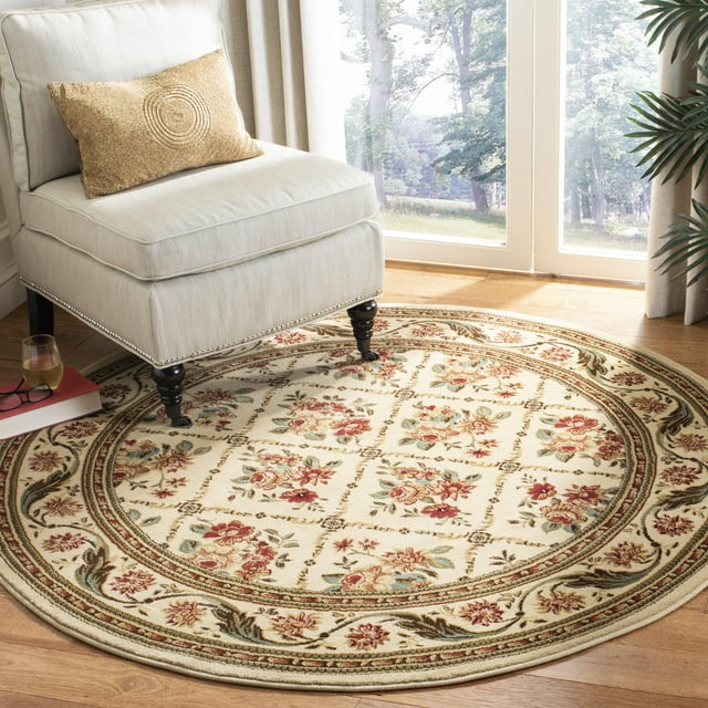 SAFAVIEH Lyndhurst Mason Floral Border Area Rug, Ivory, 5'3" x 5'3 ...