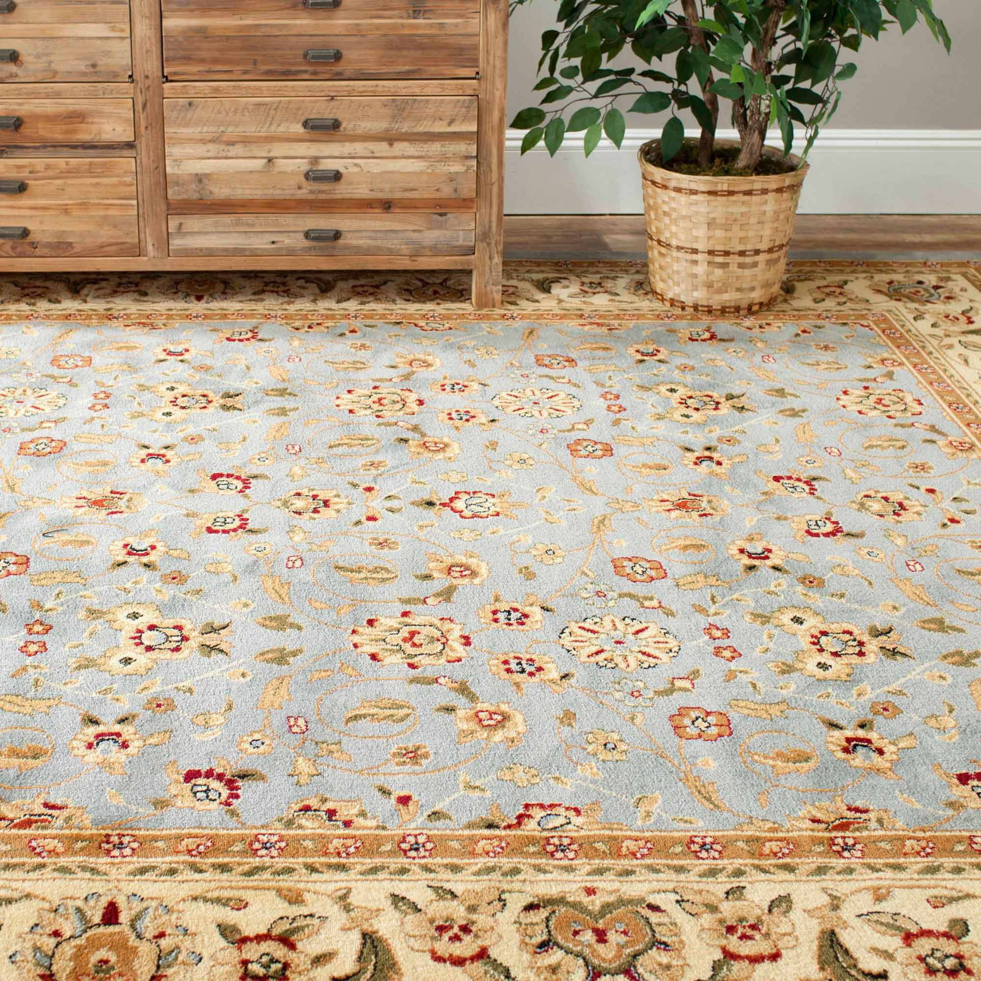 SAFAVIEH Lyndhurst Pearl Traditional Bordered Area Rug, Light Blue ...