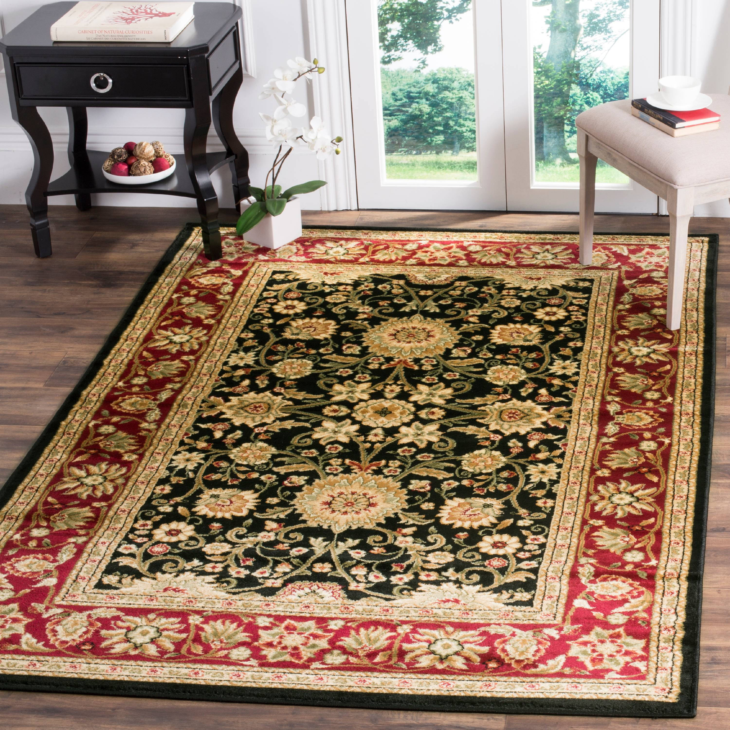 SAFAVIEH Lyndhurst Victoria Traditional Floral Area Rug, Black/Red, 9 ...
