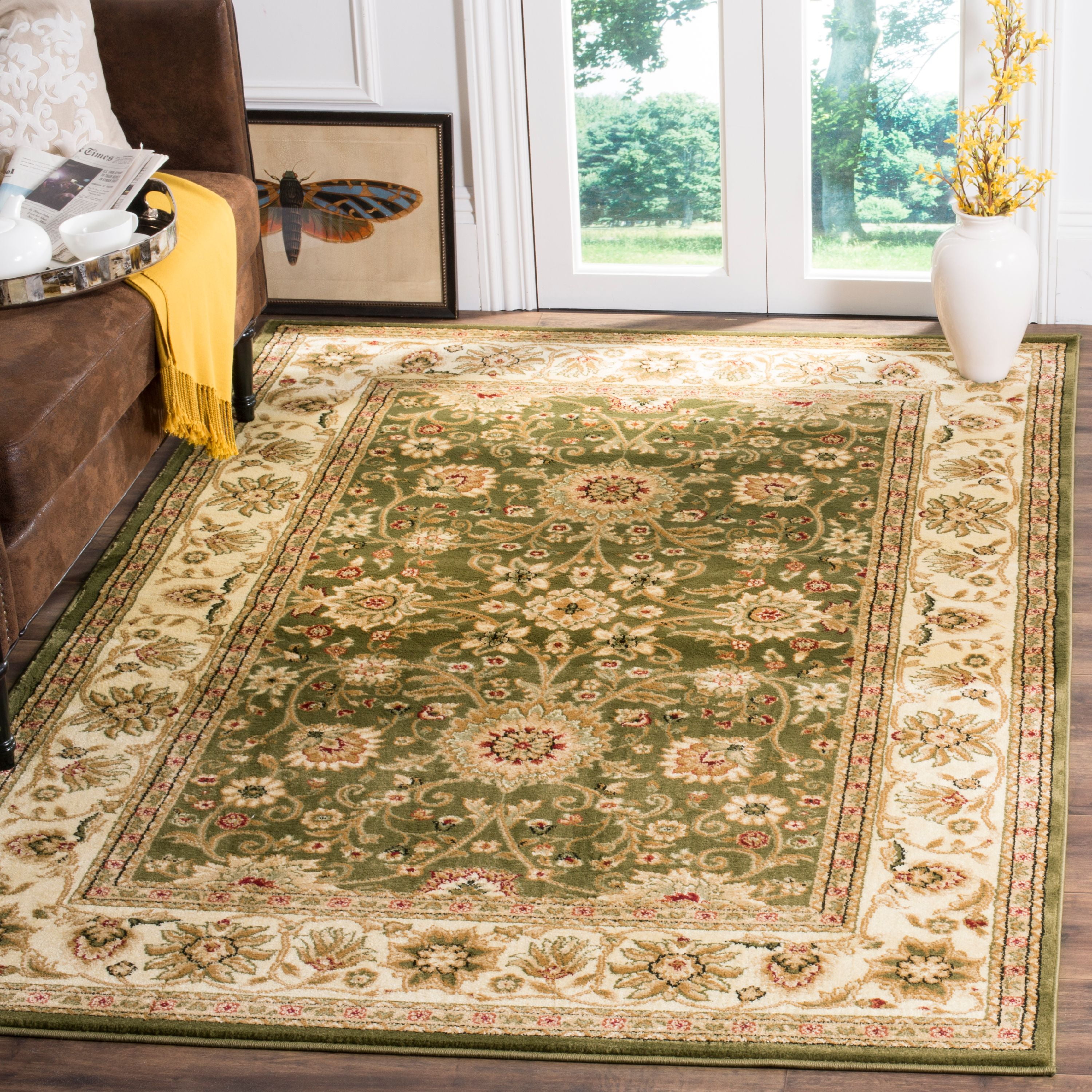 SAFAVIEH Lyndhurst Victoria Traditional Floral Area Rug, Sage/Ivory, 6 ...