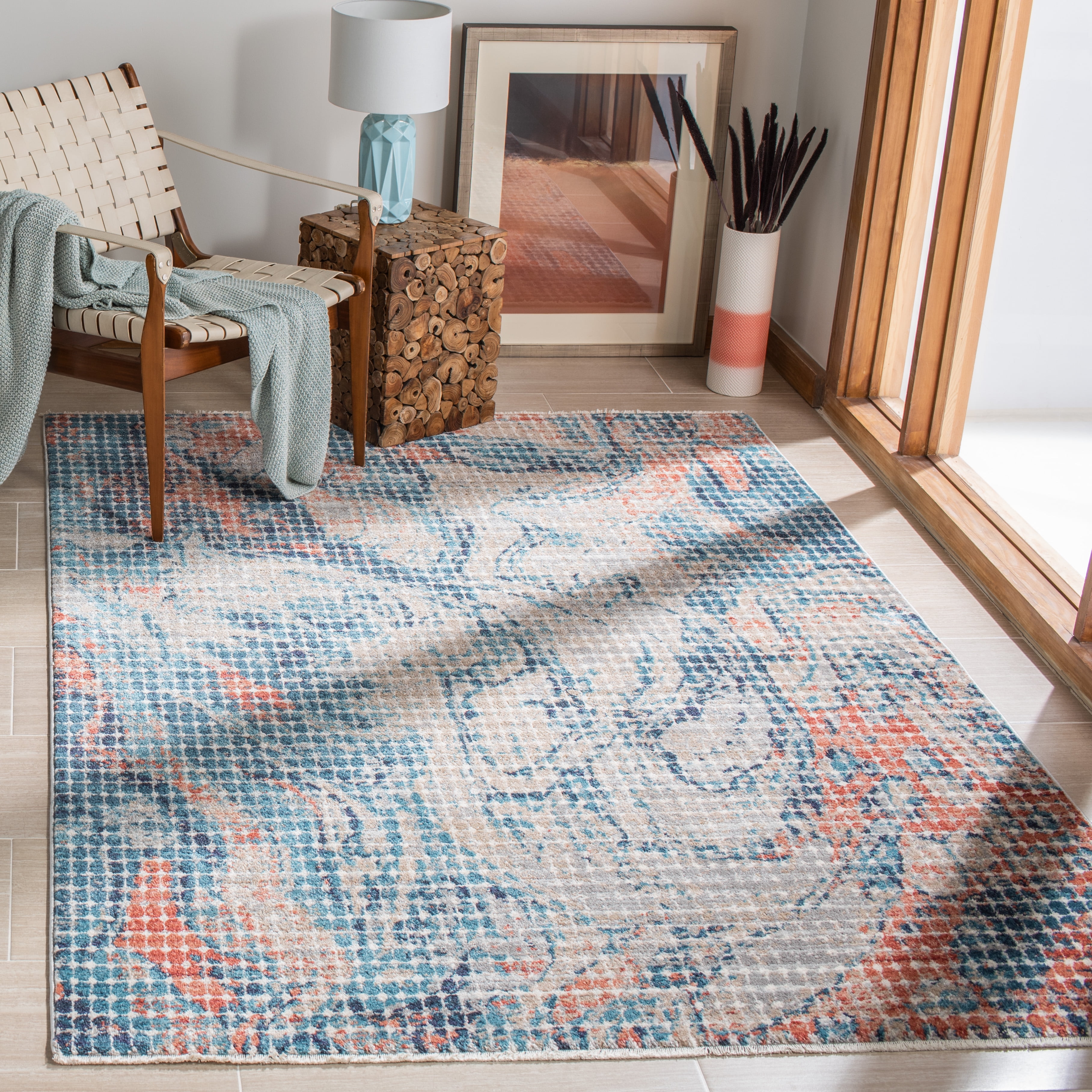 SAFAVIEH Madison Anuki Abstract Area Rug, Grey/Blue, 4' x 6' - Walmart.com