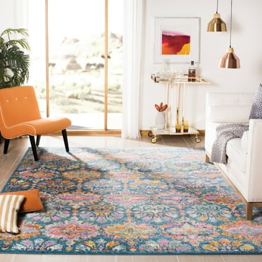 SAFAVIEH Blossom Lennon Floral Wool Area Rug for Living Room, Bedroom ...