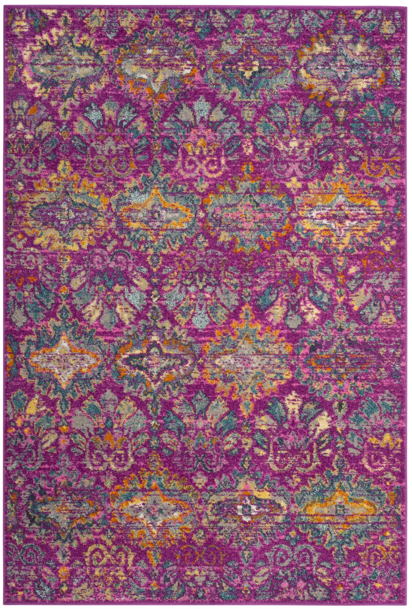 SAFAVIEH Madison Britton Geometric Floral Area Rug, Fuchsia/Blue, 2'3 ...