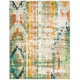 SAFAVIEH Madison Christabella Overdyed Striped Area Rug, Green/Orange ...