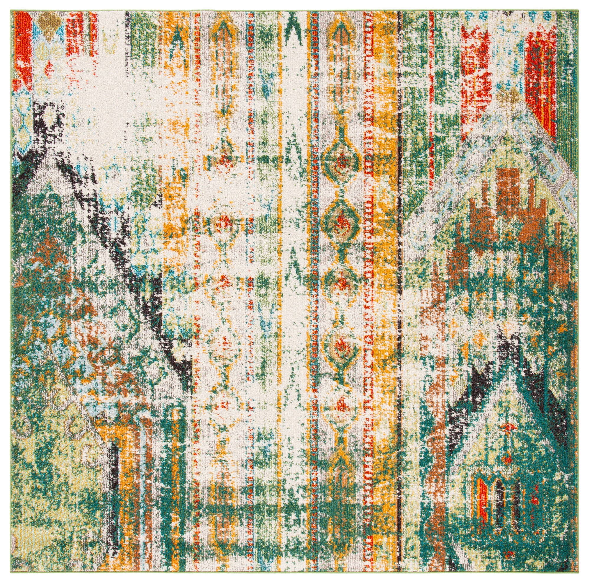SAFAVIEH Madison Christabella Overdyed Striped Area Rug, Green/Orange ...