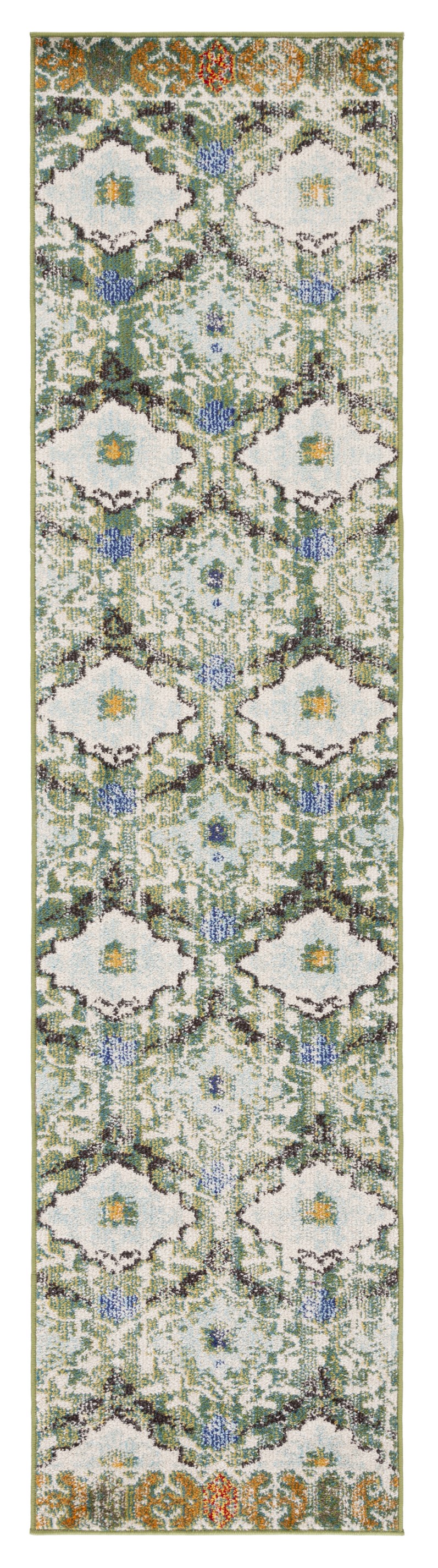 SAFAVIEH Madison Connell Geometric Runner Rug, Green/Ivory, 2' x 8 ...