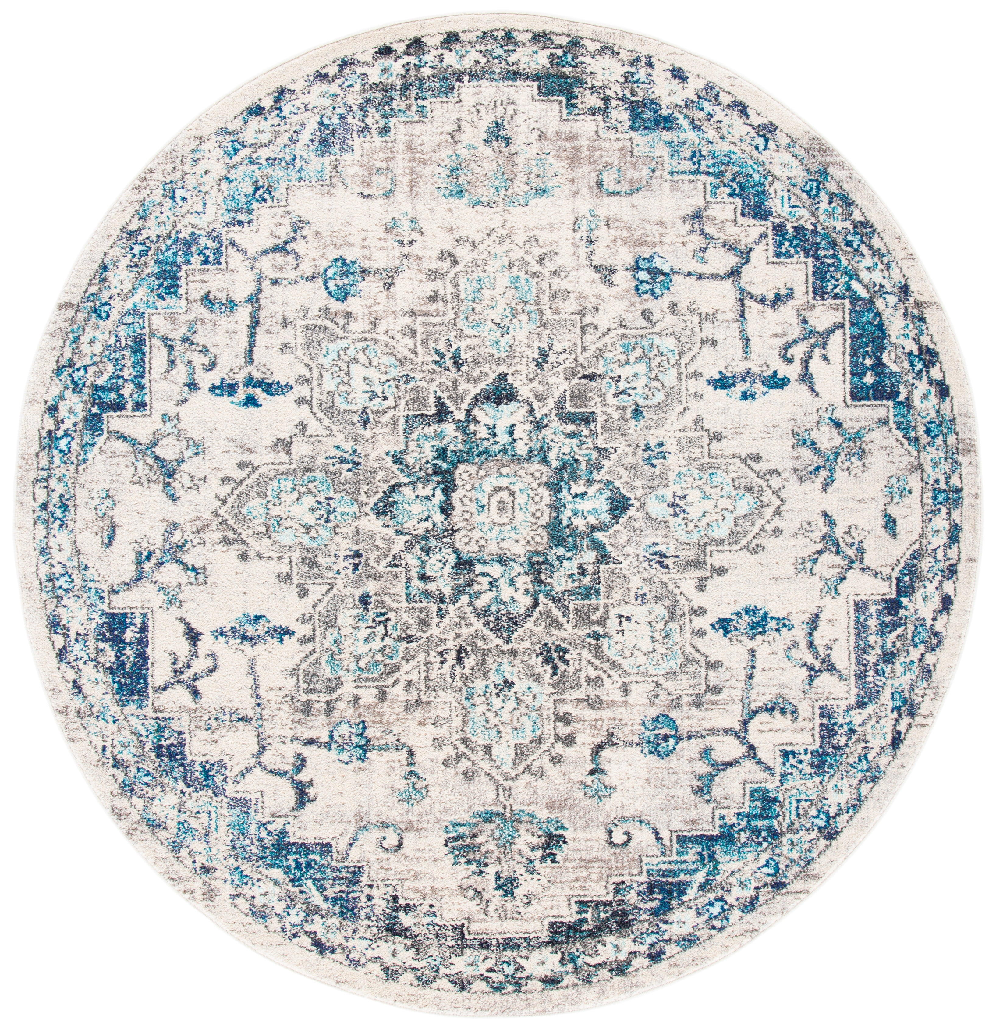 SAFAVIEH Madison Dalia Oriental Area Rug, Ivory/Grey, 6'7" x 6'7" Round ...