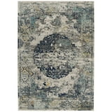 SAFAVIEH Madison Emil Overdyed Medallion Area Rug, Light Grey/Blue, 4 ...