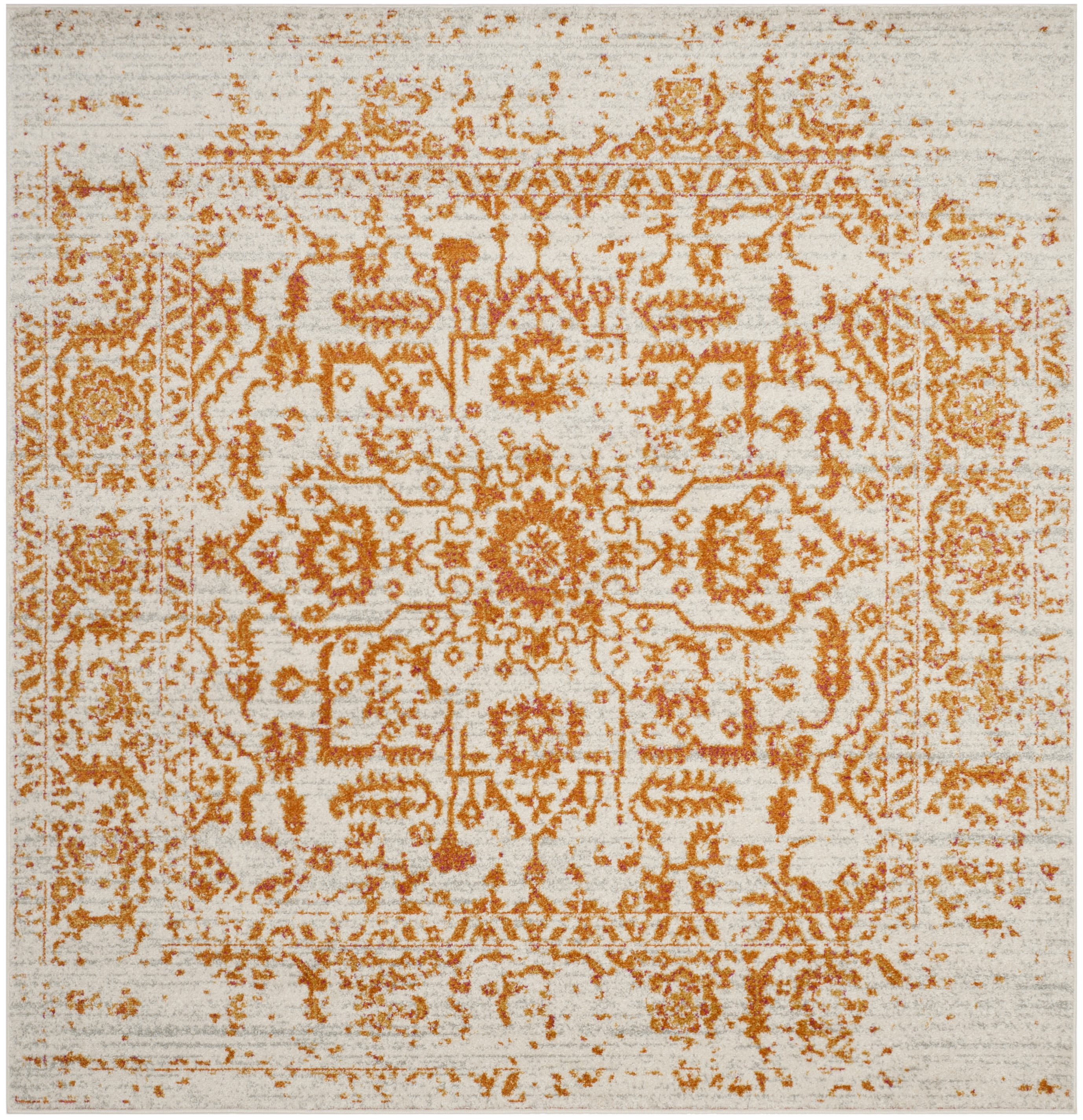 SAFAVIEH Madison Fleur Distressed Abstract Area Rug, Cream/Orange, 6'7 ...