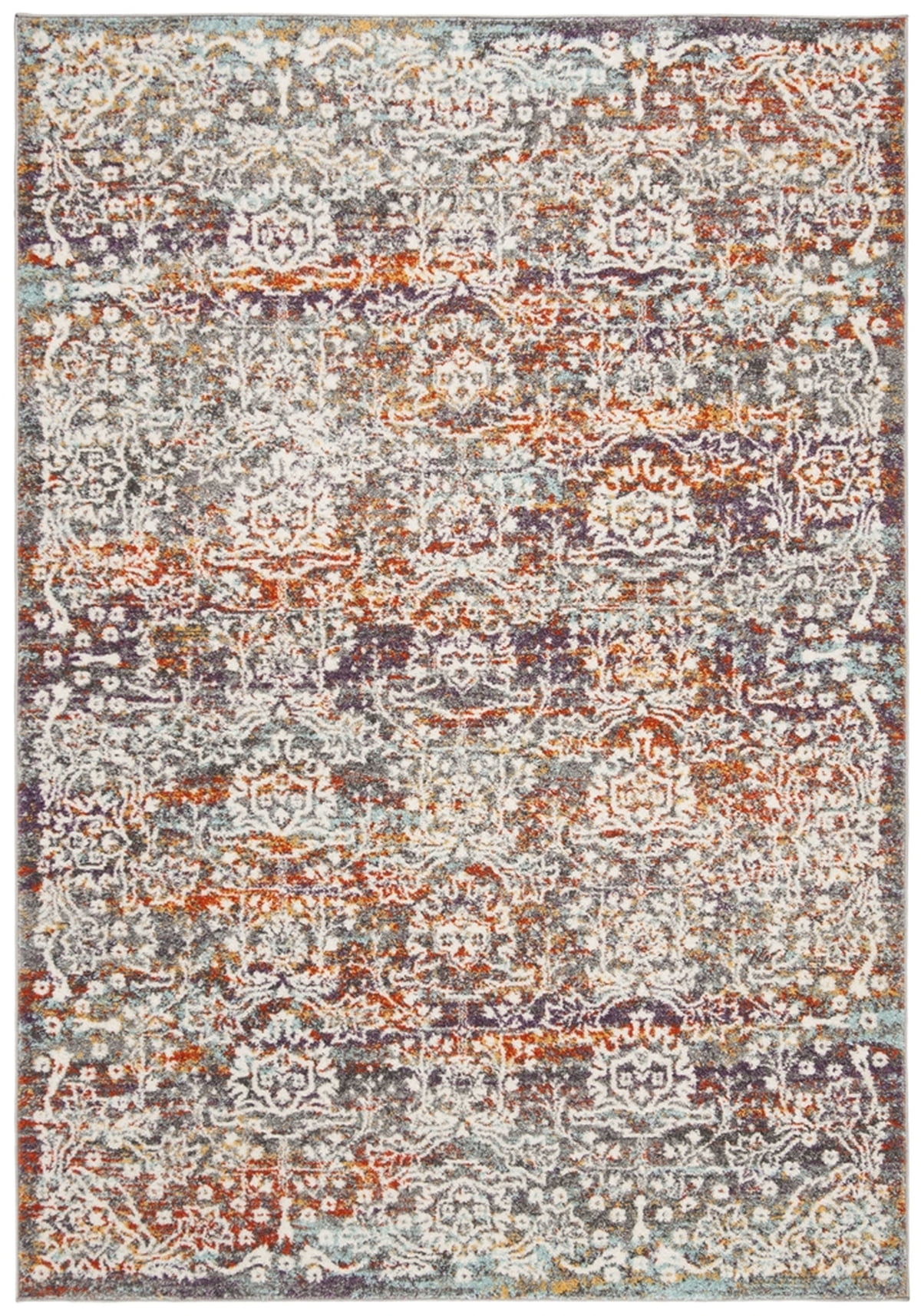 SAFAVIEH Madison Hildred Vintage Damask Area Rug, Light Grey/Light Blue ...
