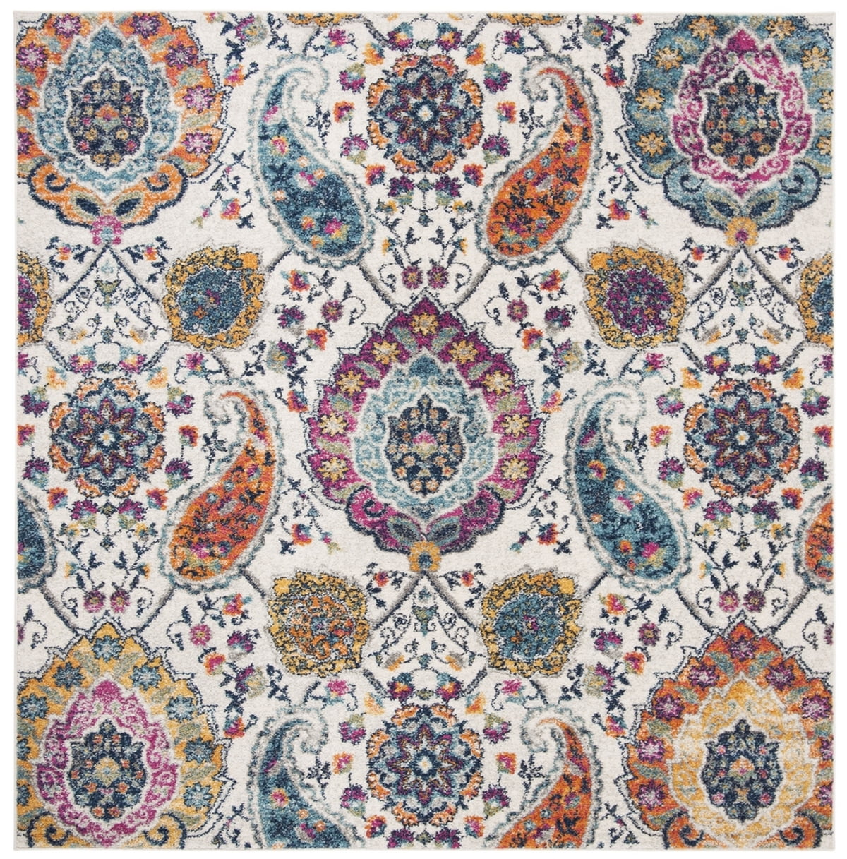 SAFAVIEH Madison Hope Floral Paisley Area Rug, Cream/Multi, 4' x 4 ...