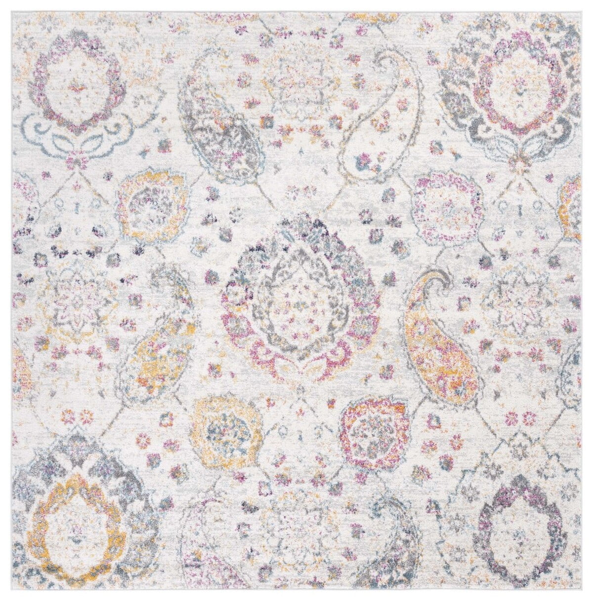 SAFAVIEH Madison Hope Floral Paisley Area Rug, Grey/Gold, 6'7" x 6'7 ...