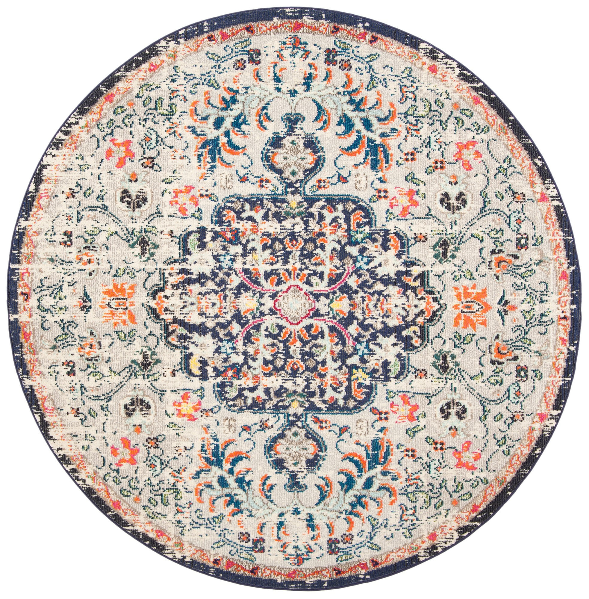 SAFAVIEH Madison Joandra Vintage Floral Area Rug, Beige/Black, 9' x 9 ...