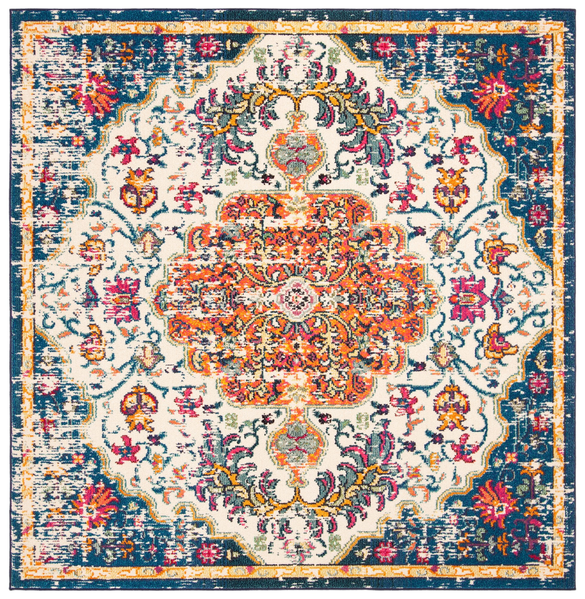 SAFAVIEH Madison Joandra Vintage Floral Area Rug, Ivory/Orange, 11' x ...