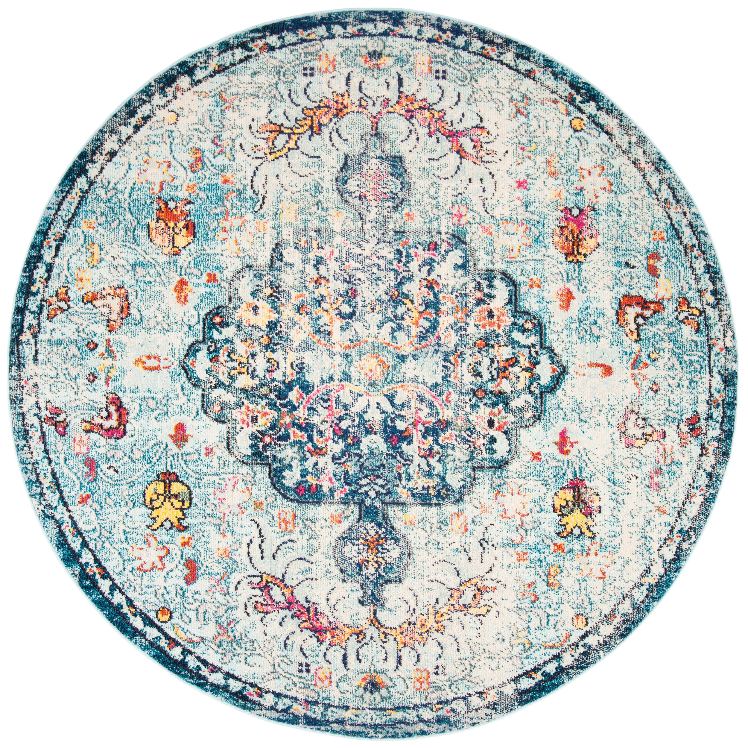 SAFAVIEH Madison Joandra Vintage Floral Area Rug, Navy/Light Blue, 5' x ...