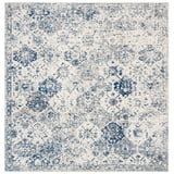 SAFAVIEH Madison Judith Distressed Area Rug, White/Royal Blue, 11' x 11 ...