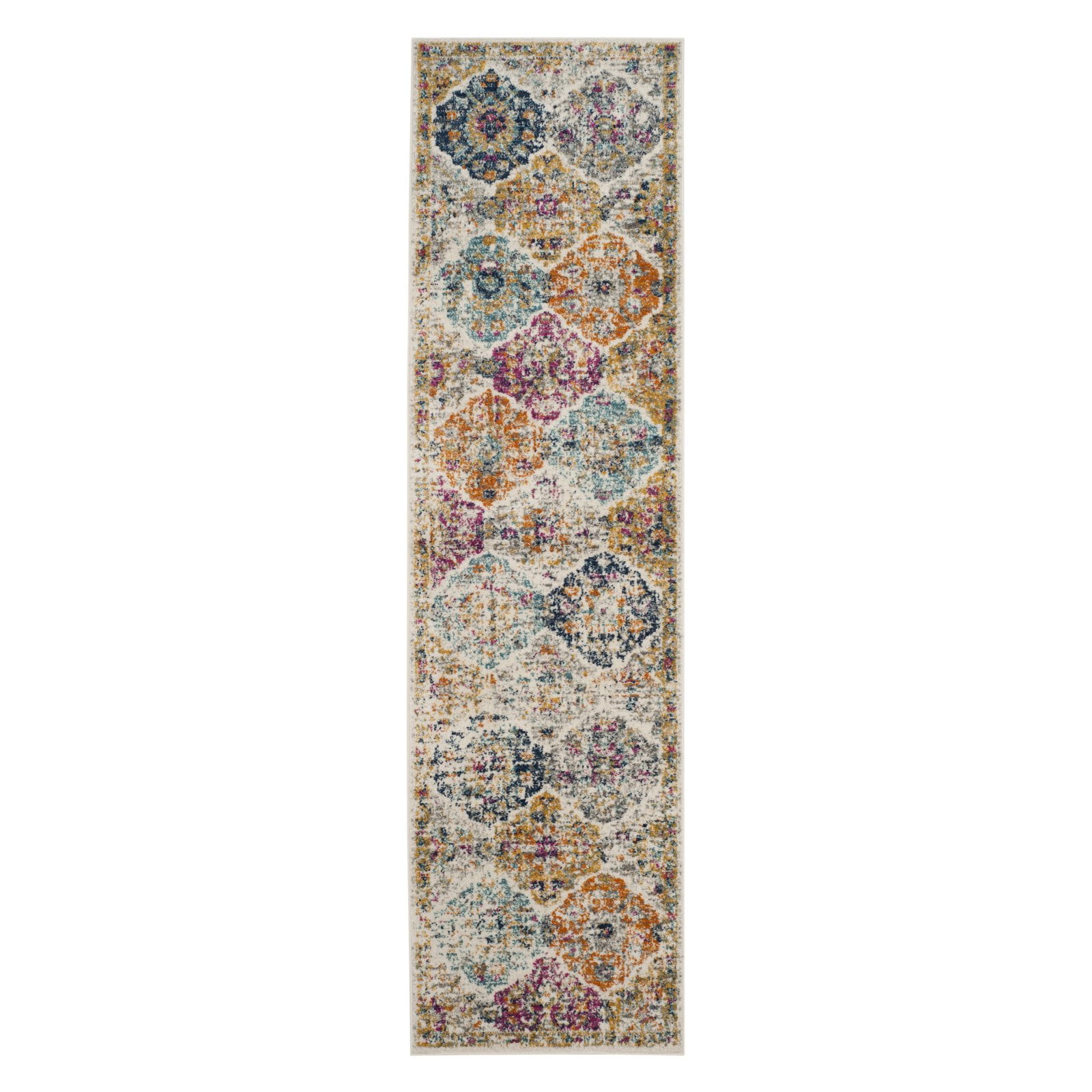 SAFAVIEH Madison Judith Distressed Runner Rug, Cream/Multi, 2'3" x 8 ...