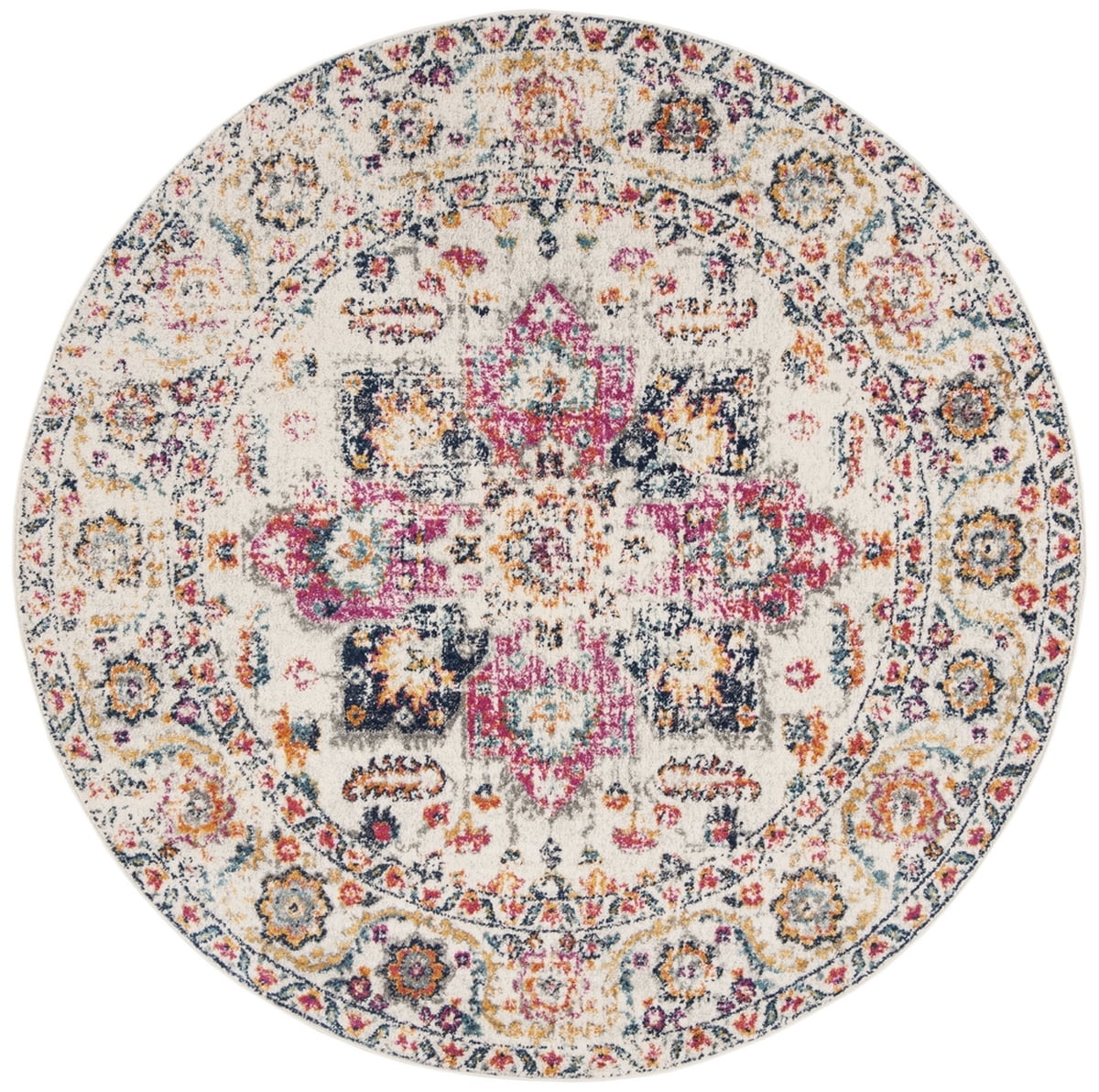 SAFAVIEH Madison Katina Traditional Area Rug, Fuchsia/Ivory, 8' x 8 ...