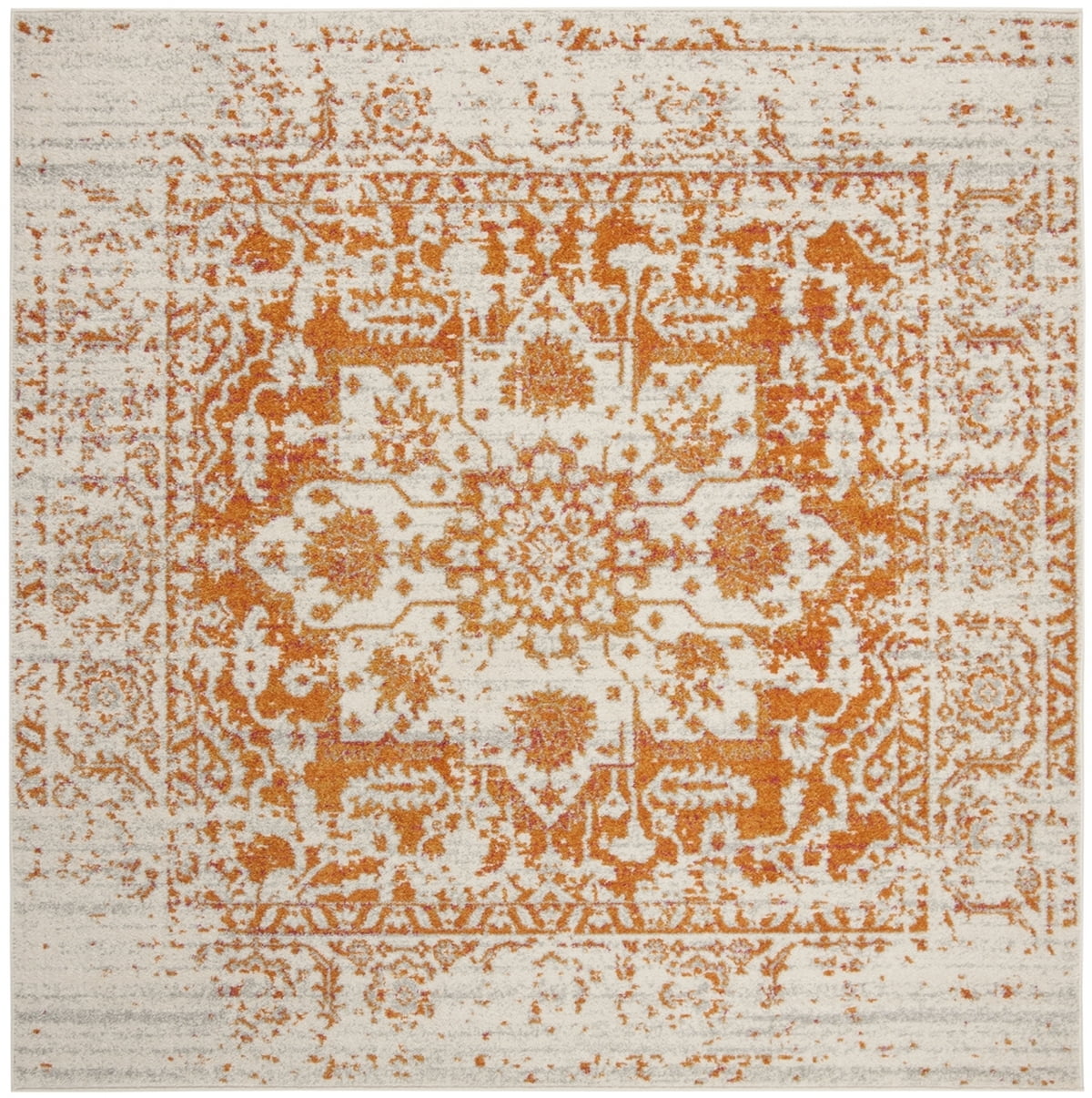SAFAVIEH Madison Katina Traditional Area Rug, Orange/Ivory, 8' x 8 ...
