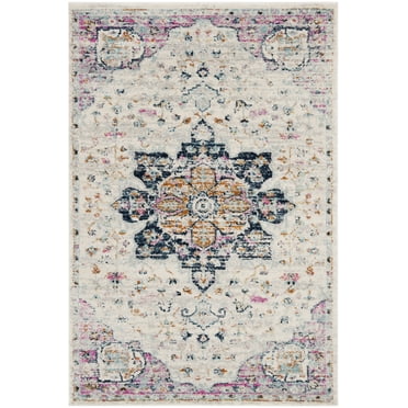 SAFAVIEH Charleston Tangier Overdyed Floral Area Rug, Ivory/Blue, 4' x ...