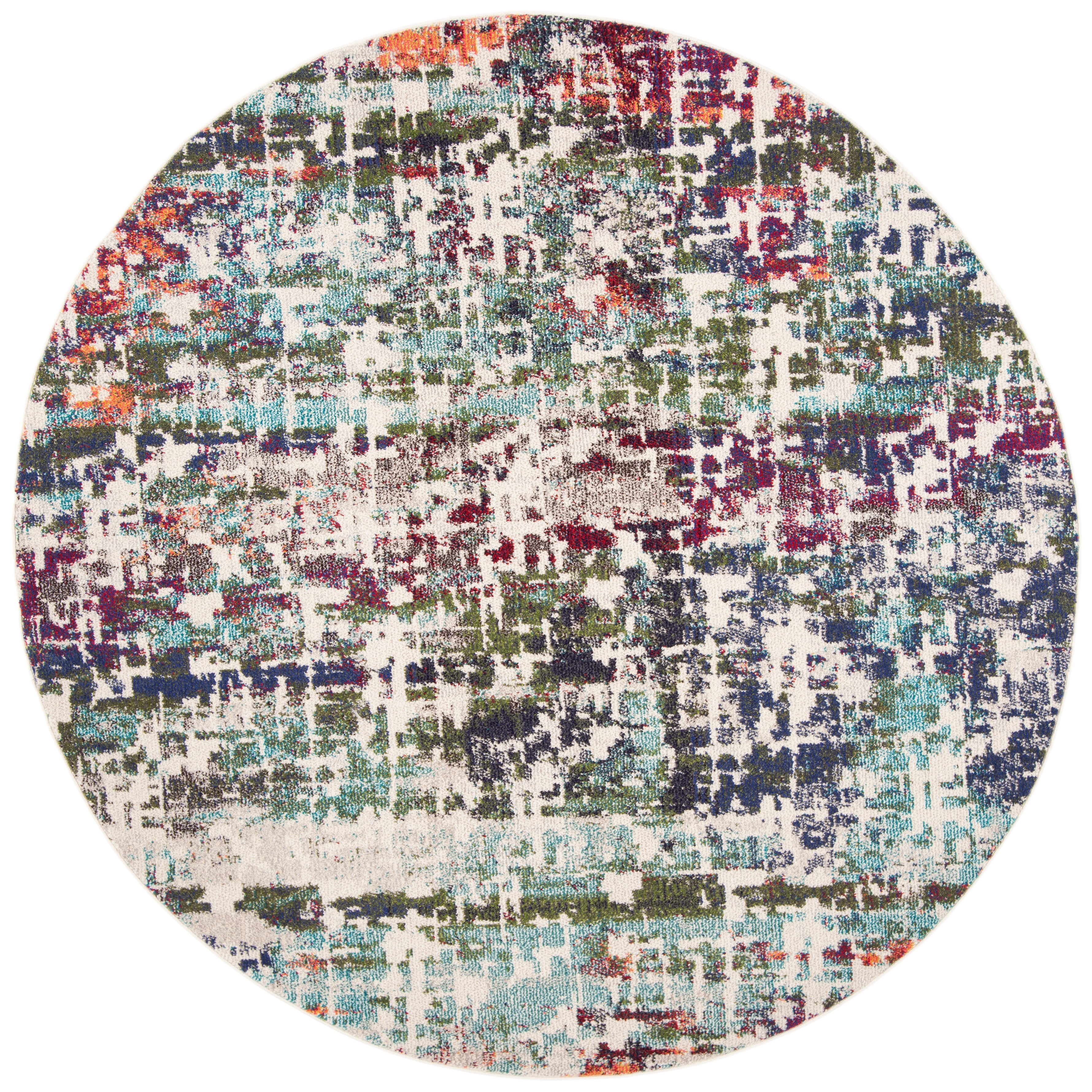 SAFAVIEH Madison Roswell Abstract Area Rug, Blue/Green, 6'7" x 6'7 ...