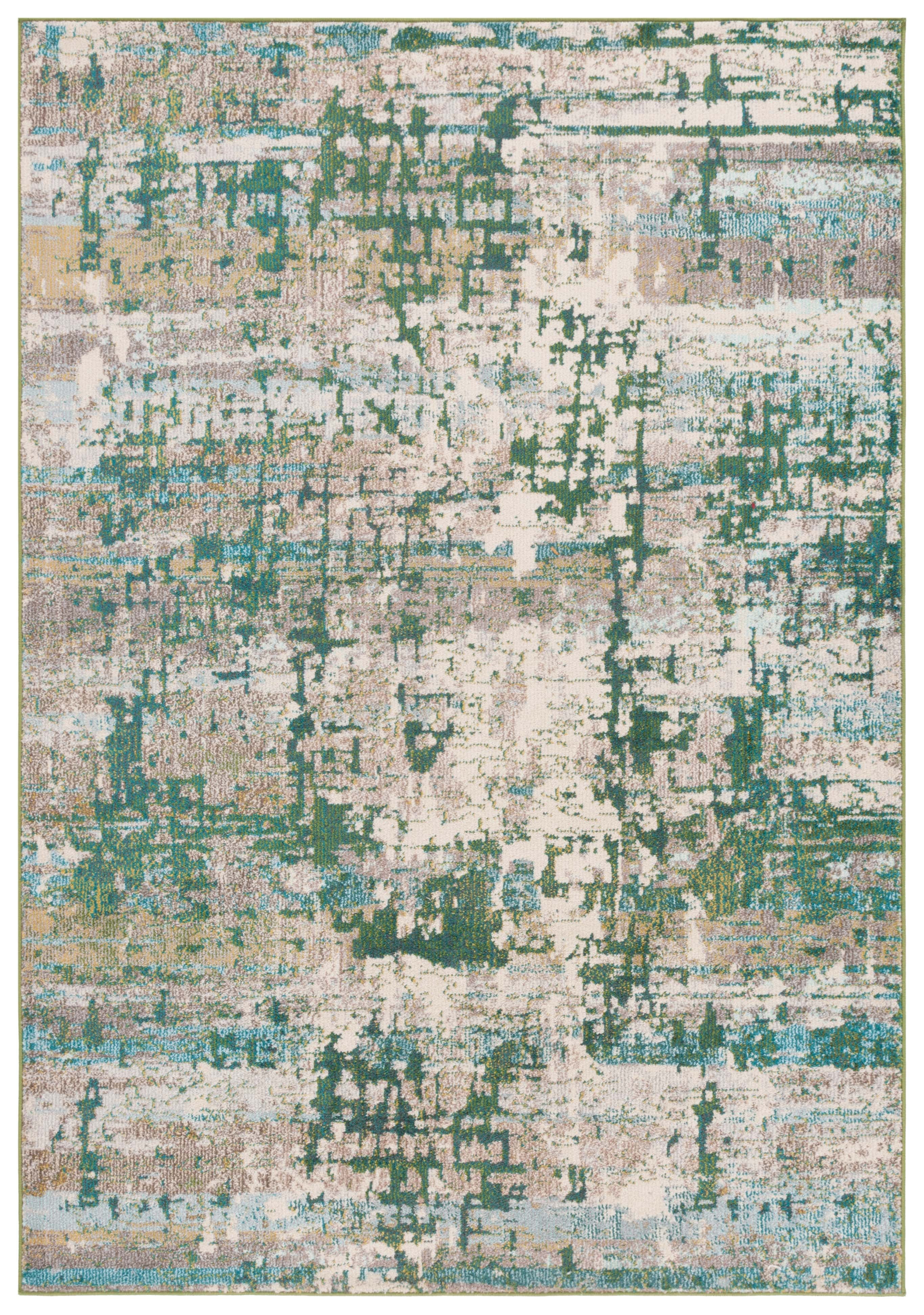 SAFAVIEH Madison Roswell Abstract Area Rug, Green/Beige, 5'3" x 7'6 ...